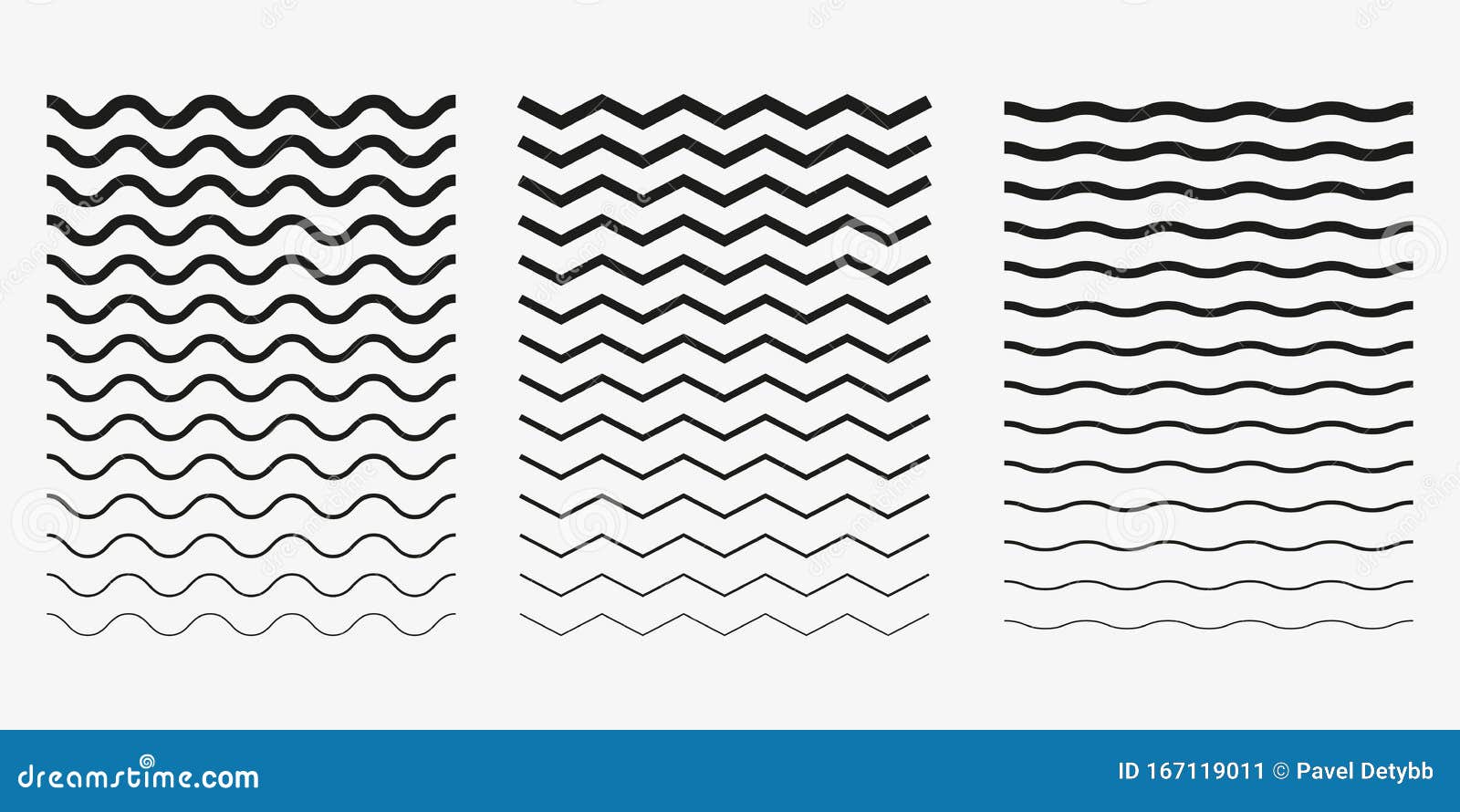 Wave, Wavy - Curved and Zig Zag Icon Set. Vector Illustration, Flat ...