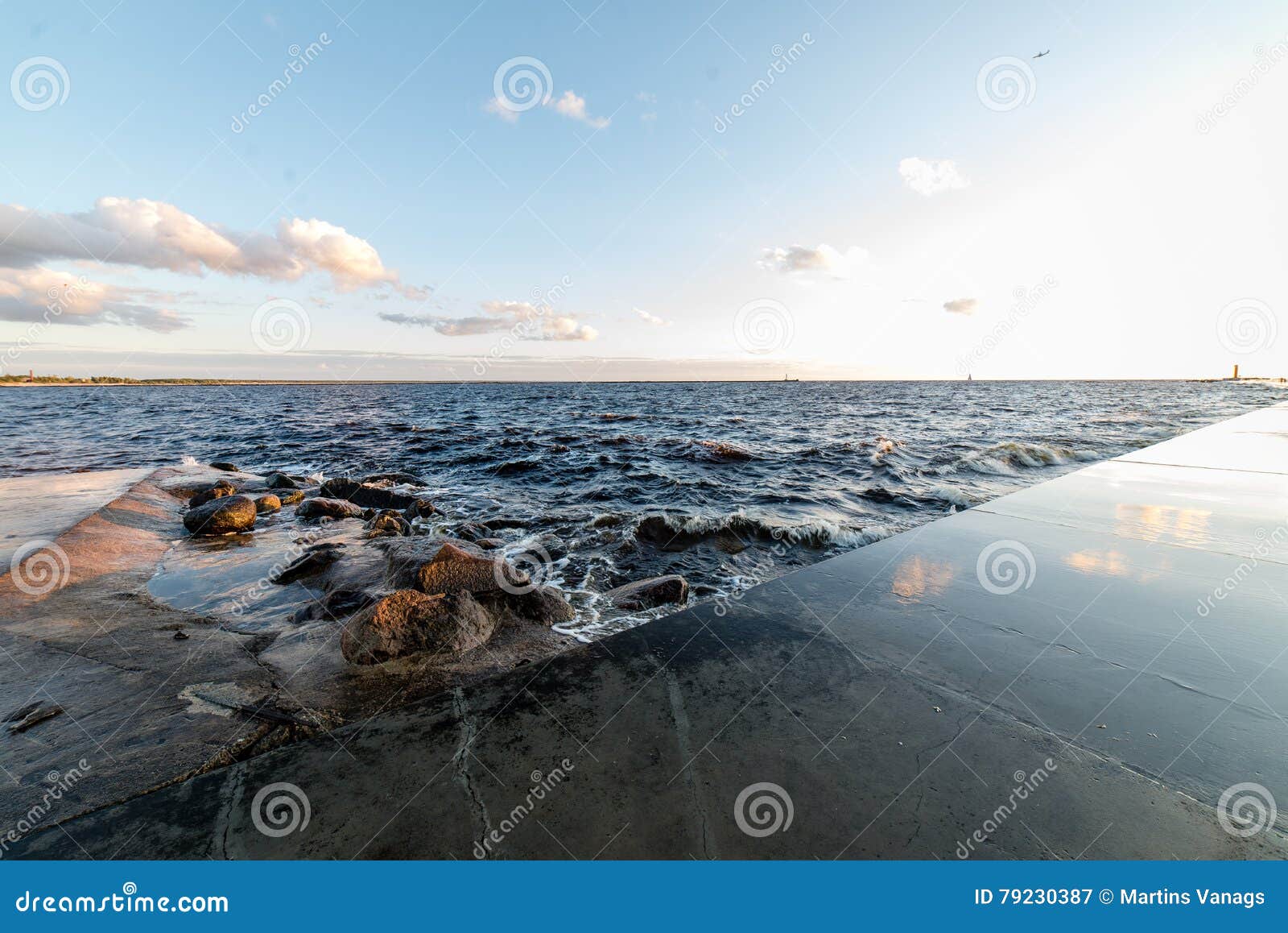 Wavebreaker in the sea stock image. Image of wavebreaker - 79230387