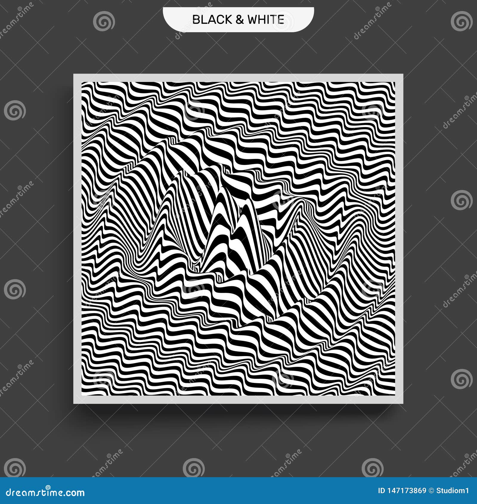 Waveform Background. Surface Distortion. Pattern with Optical Illusion ...
