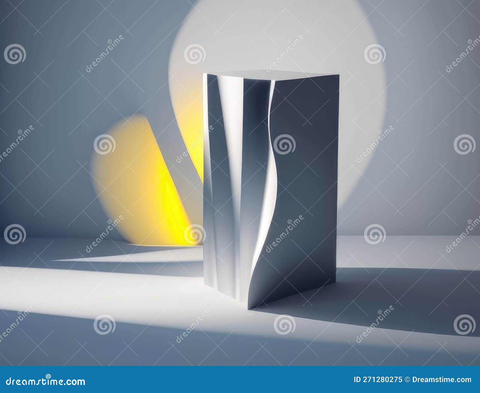 Wavering of Light Across the Rippling Surface. Podium, Empty Showcase ...