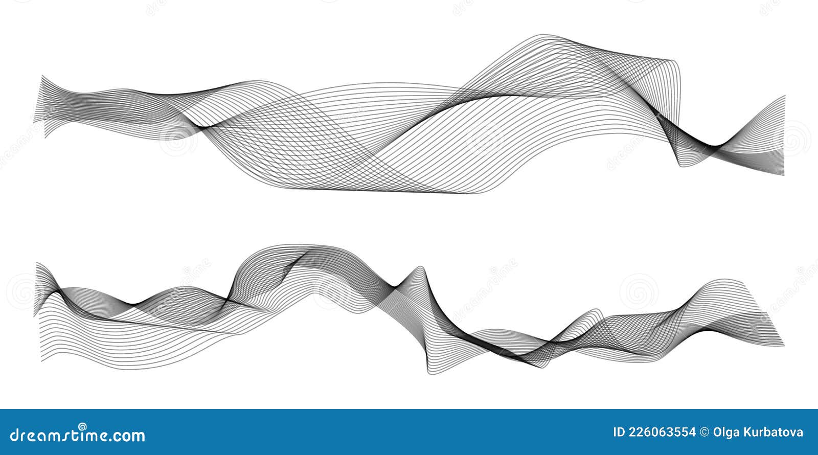 Waves Abstract. Graphic Line Sonic Or Sound Wave Elements. Black Curve ...