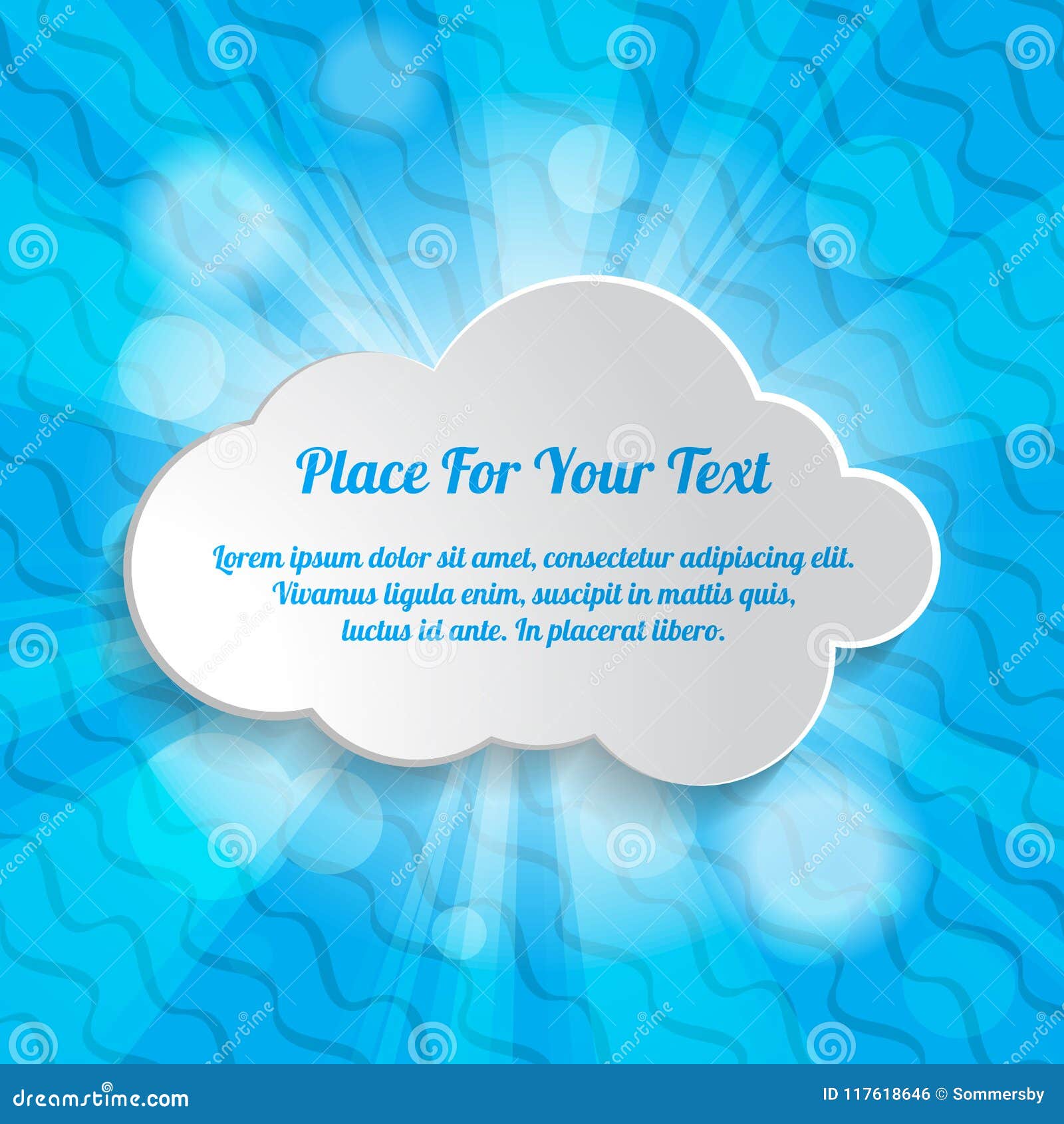 Abstract Pattern with Sun Rays and White Cloud Text Box De Stock Vector ...