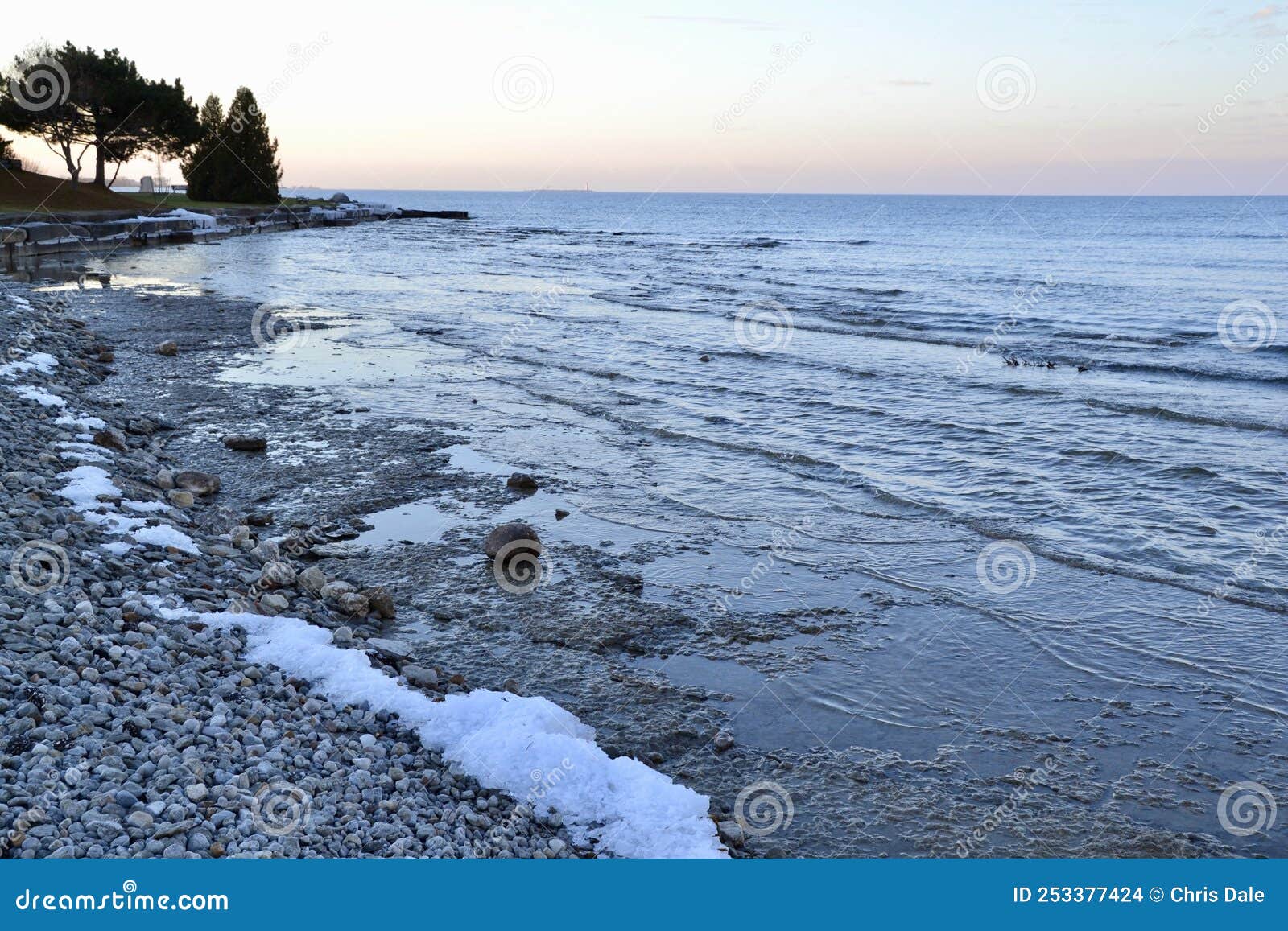Waves Along Collingwood Shoreline at Dusk Stock Photo - Image of great ...