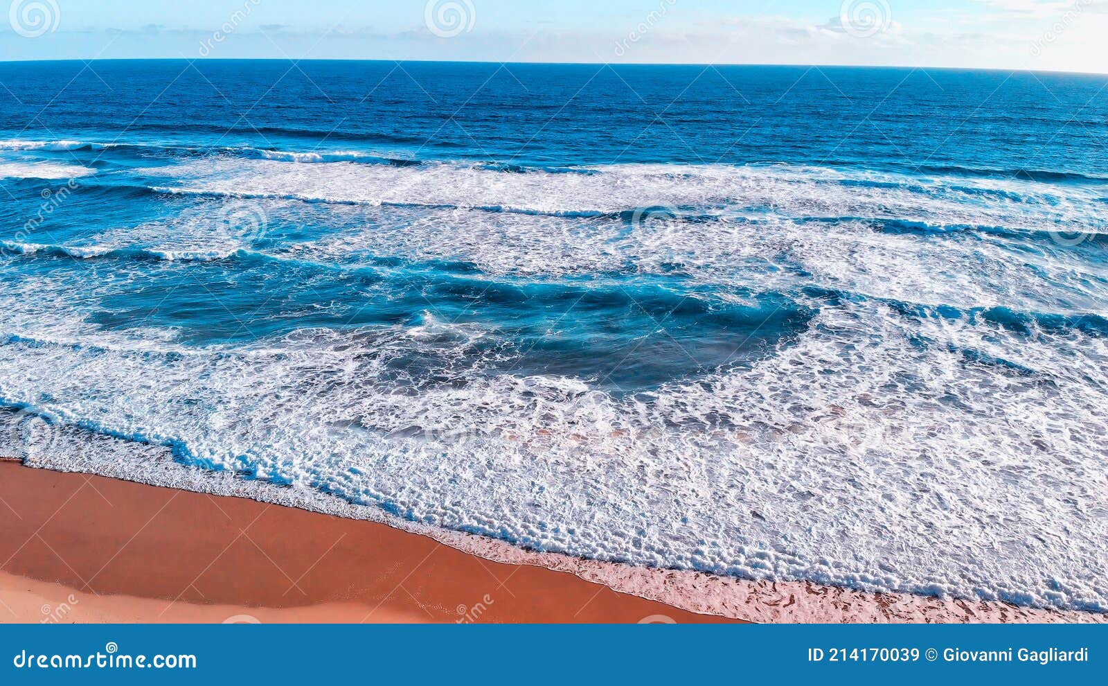 Waves Along the Shoreline at Sunset, Aerial View from Drone Stock Image ...