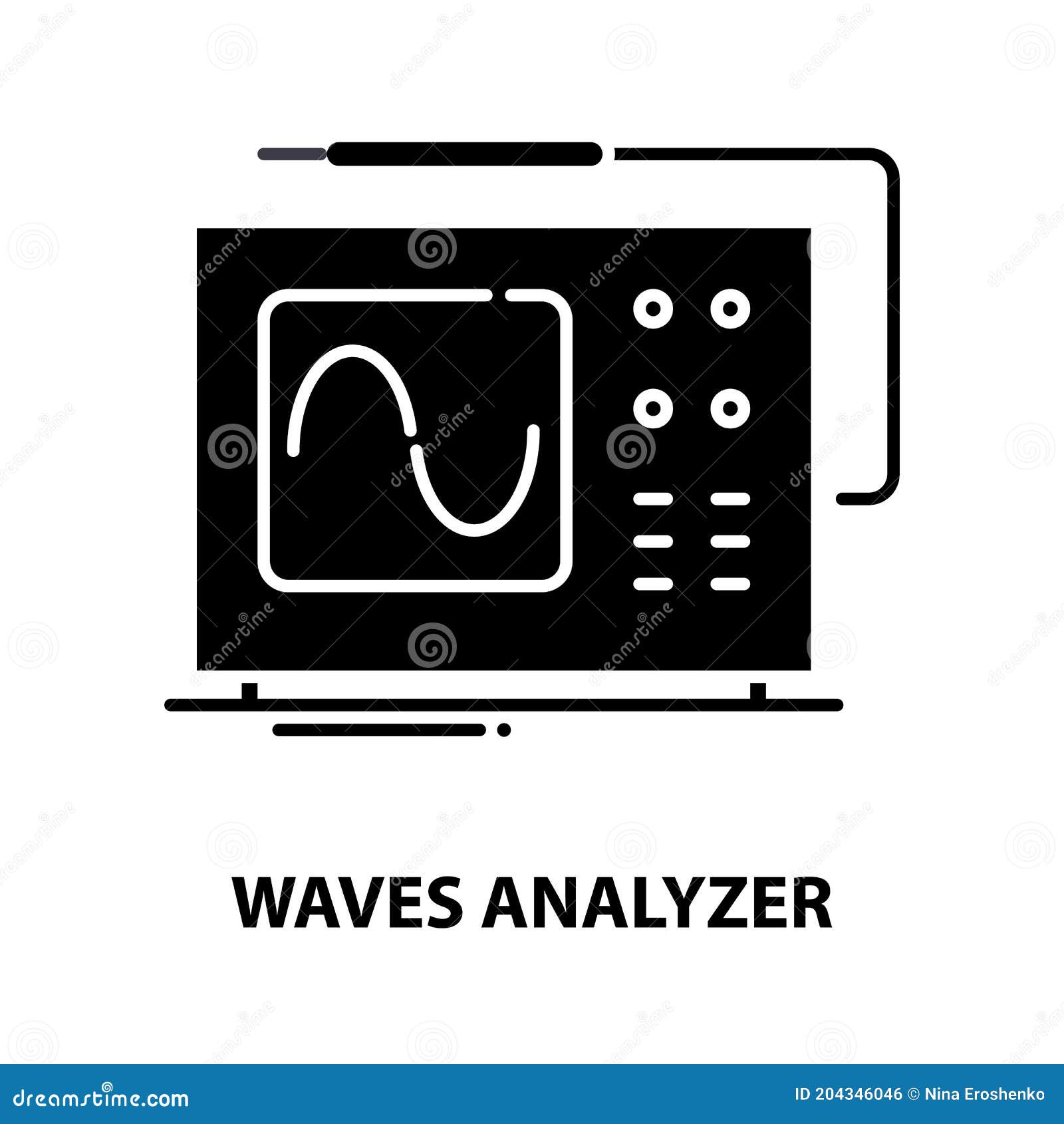 Waves Analyzer Icon, Black Vector Sign with Editable Strokes, Concept ...