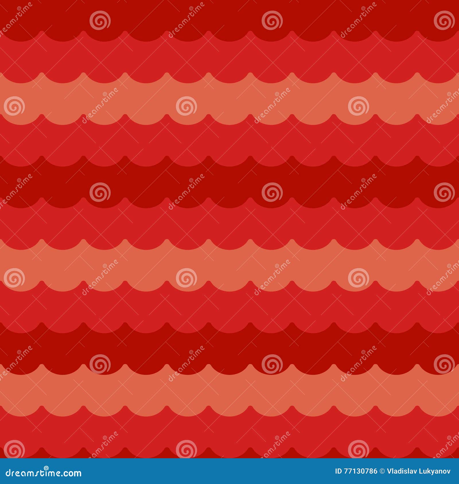 Waves Background Seamless Vector, Red Flat Wave Pattern Repeated ...
