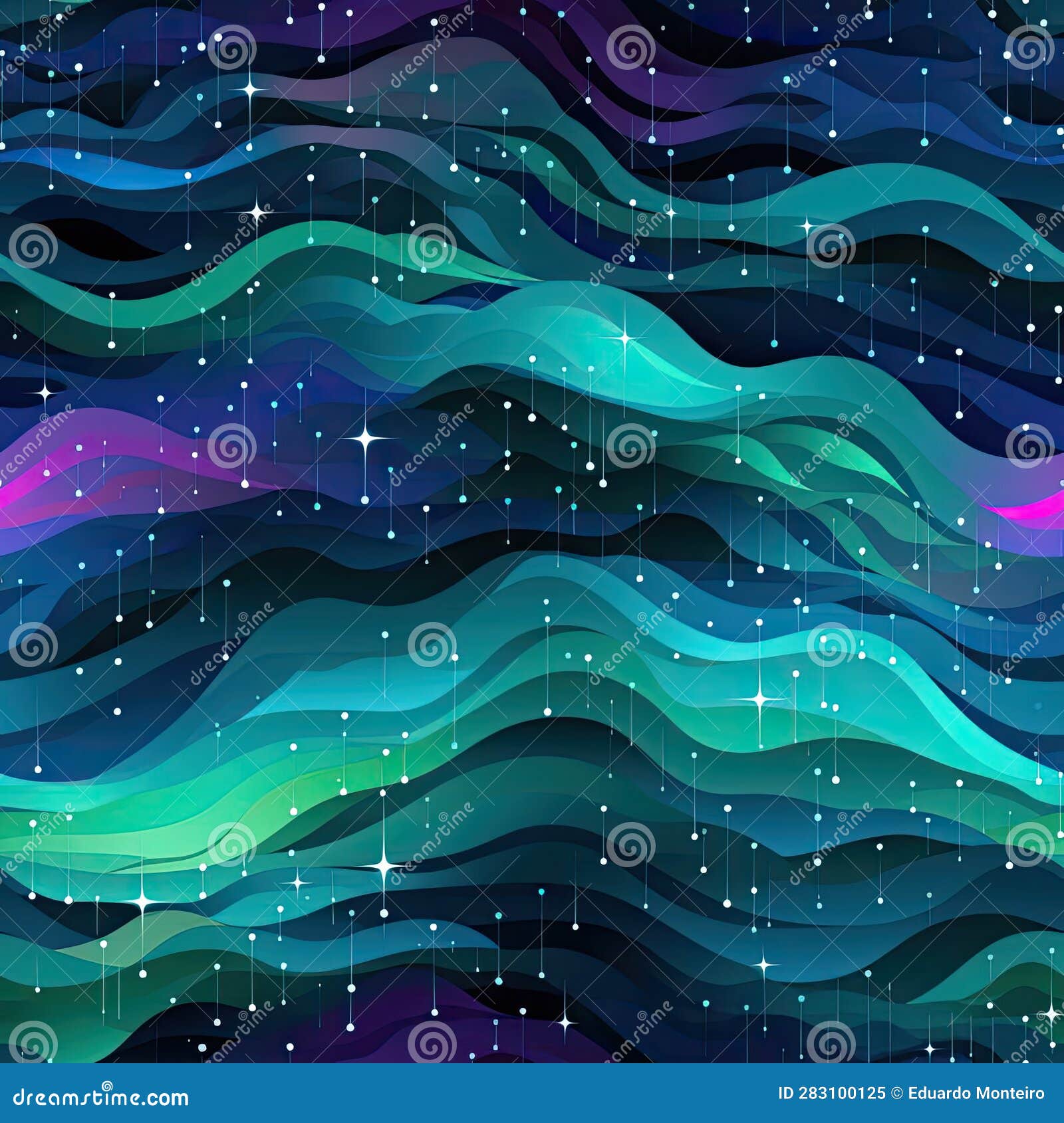 Waves Background with Stars and Waves in the Sky (tiled) Stock ...