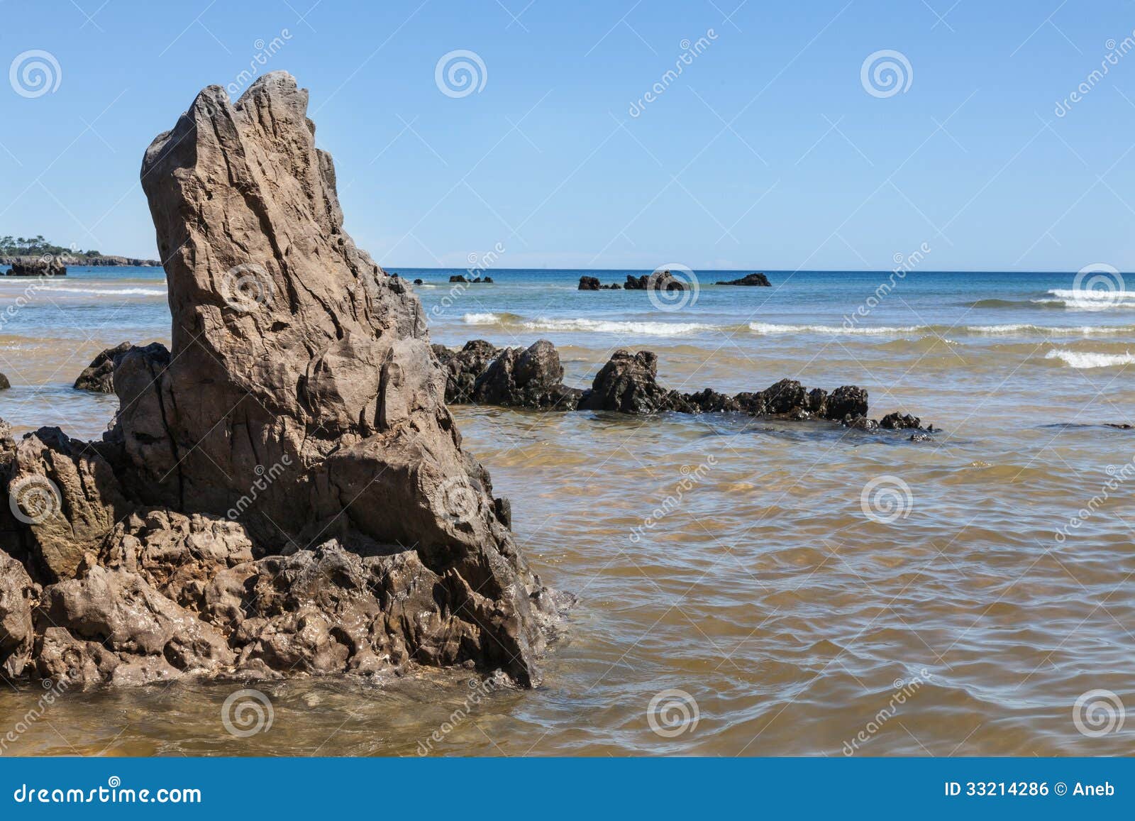 Waves at the beach stock photo. Image of splash, calm - 33214286