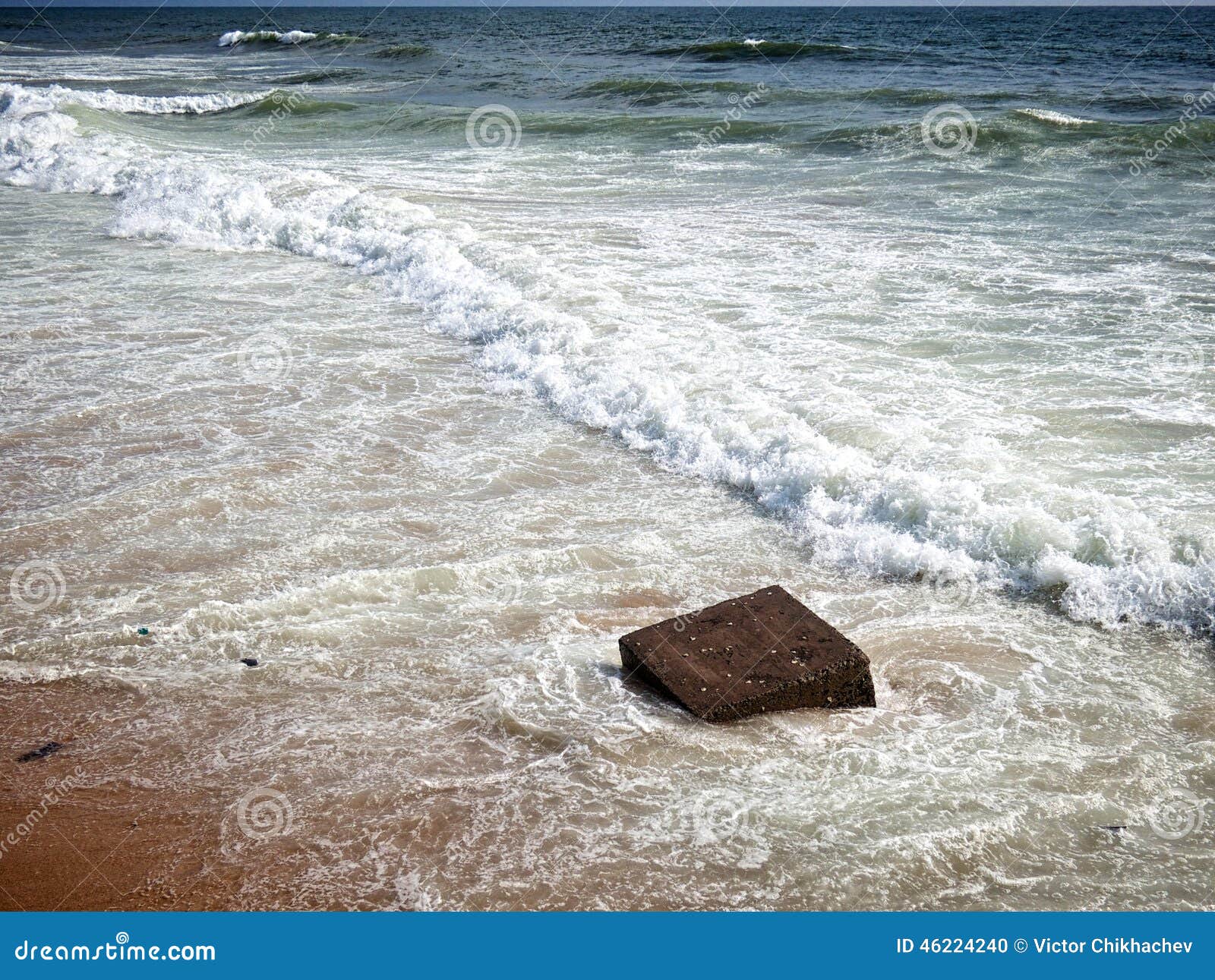 Waves on beach and cube stock photo. Image of ocean, cube - 46224240