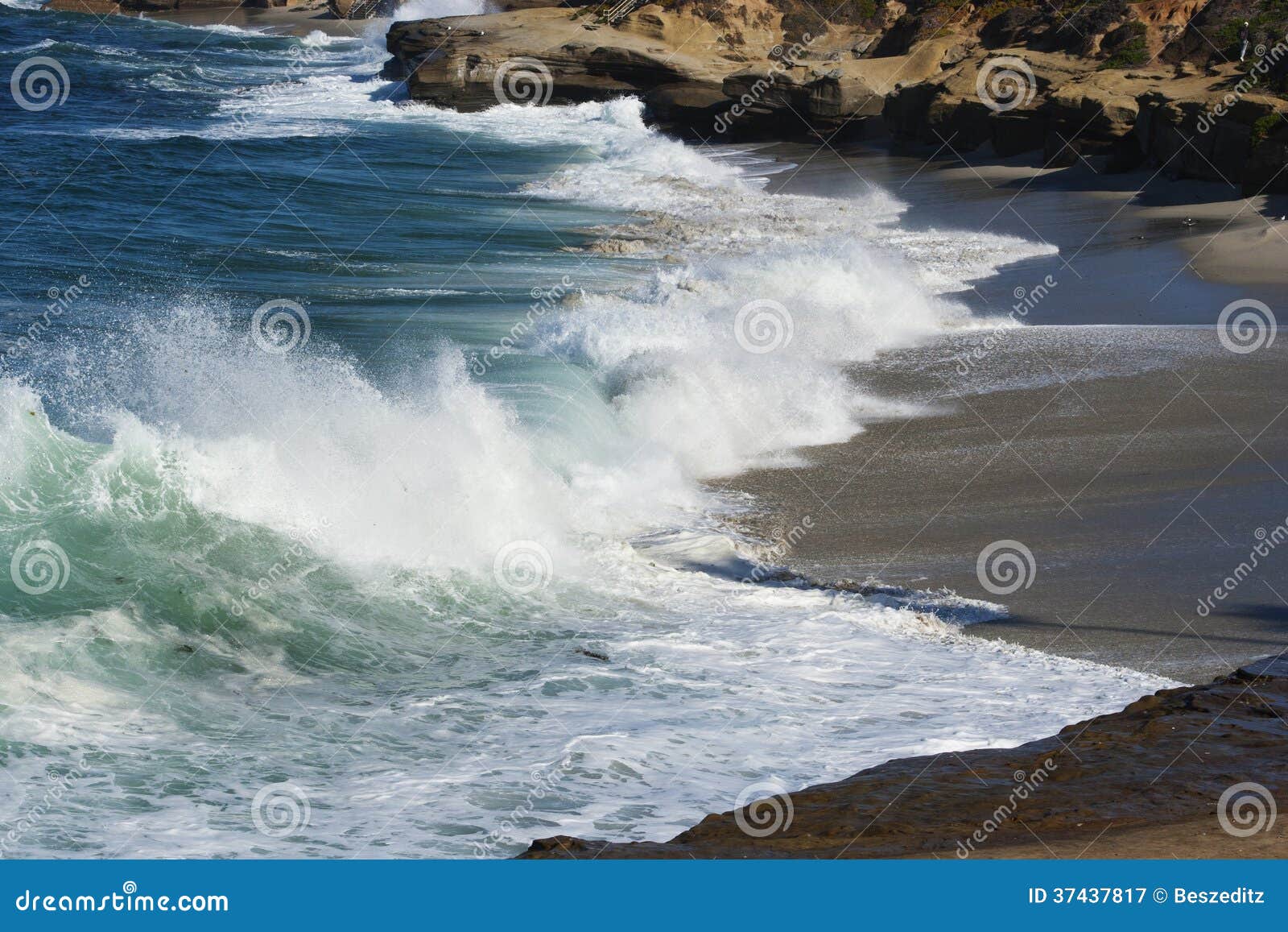 Waves on the beach 1 stock image. Image of spray, waves - 37437817