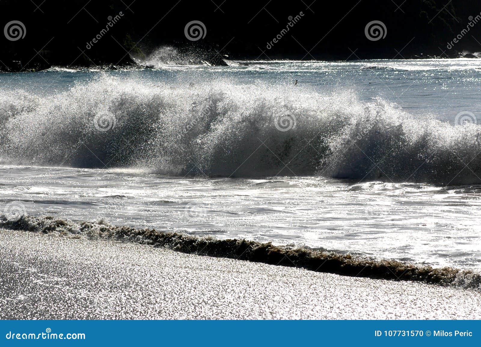 Waves hit the shore stock photo. Image of erosion, energy - 107731570