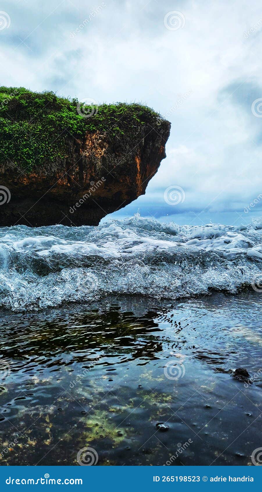 The waves behind rock stock image. Image of terrain - 265198523