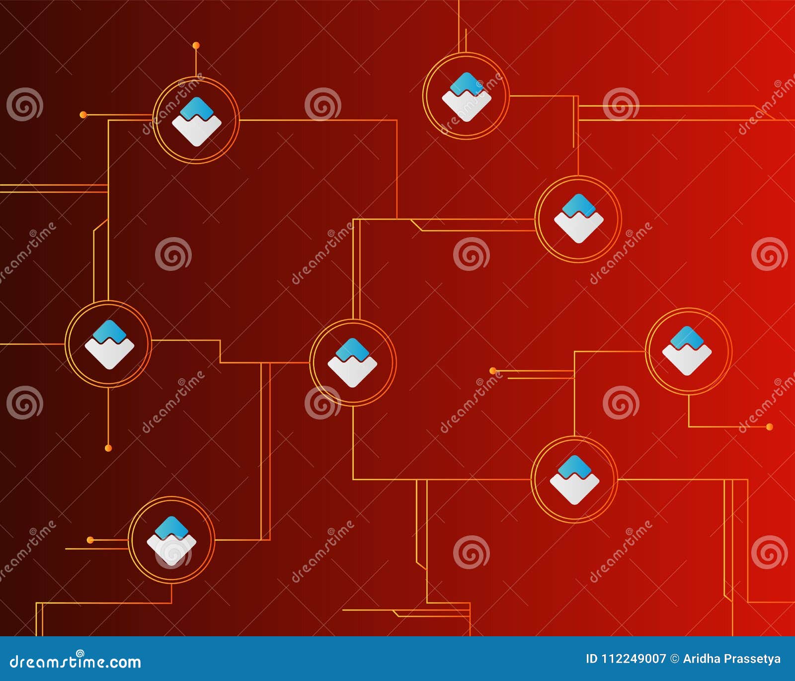 Waves Blockchain Style on Red Background Editorial Photography ...