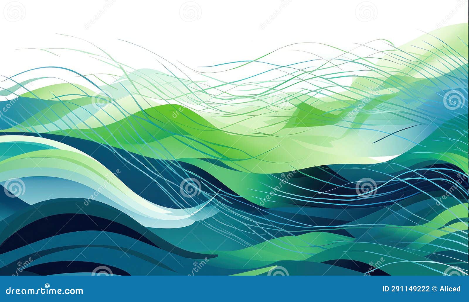 Waves in Blue and Green Background Stock Illustration - Illustration of ...