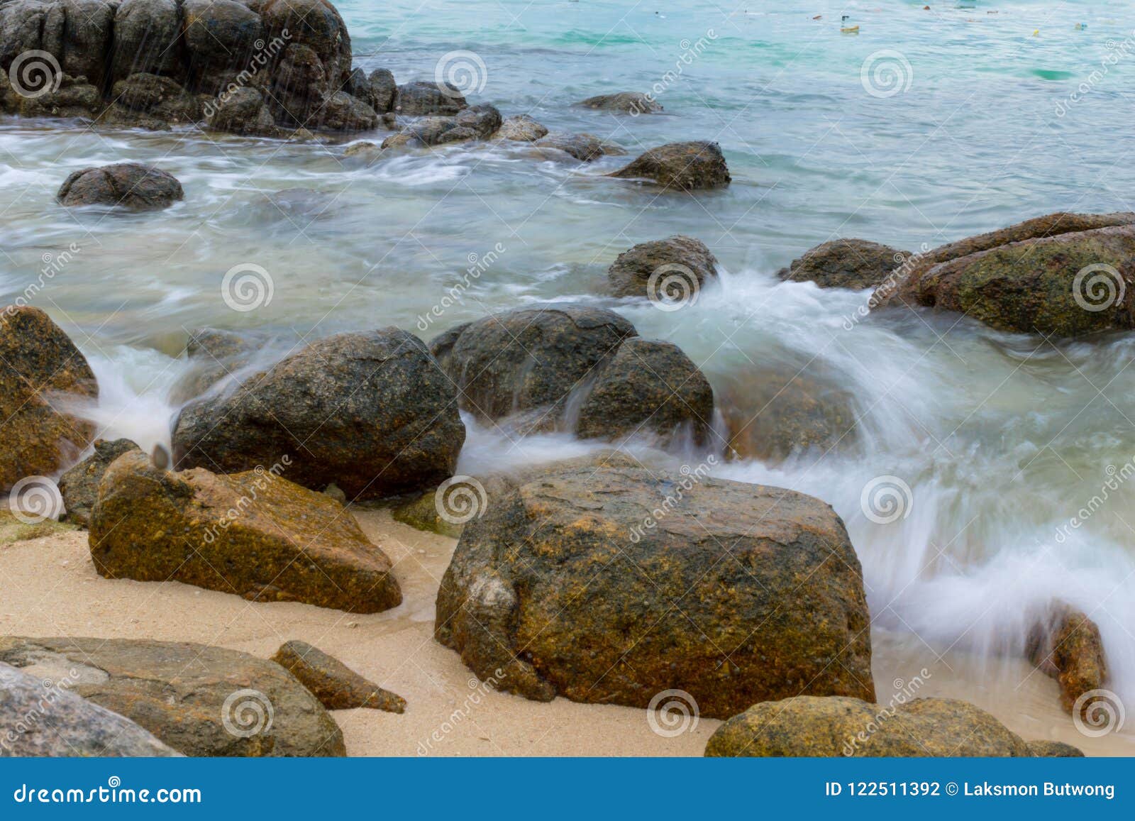 Waves of Blue Ocean on Rock. Background Stock Photo - Image of seaside ...