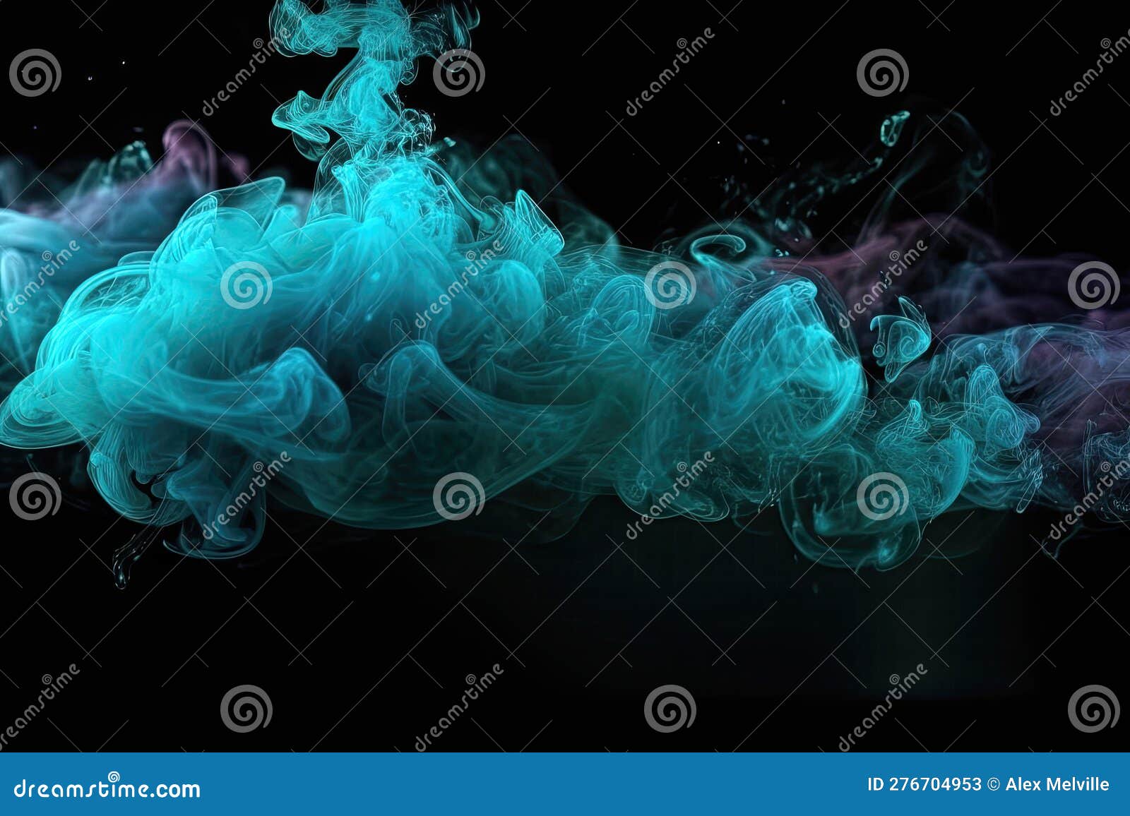 Waves of Blue and Purple Translucent Smoke on Black Background. Stock ...