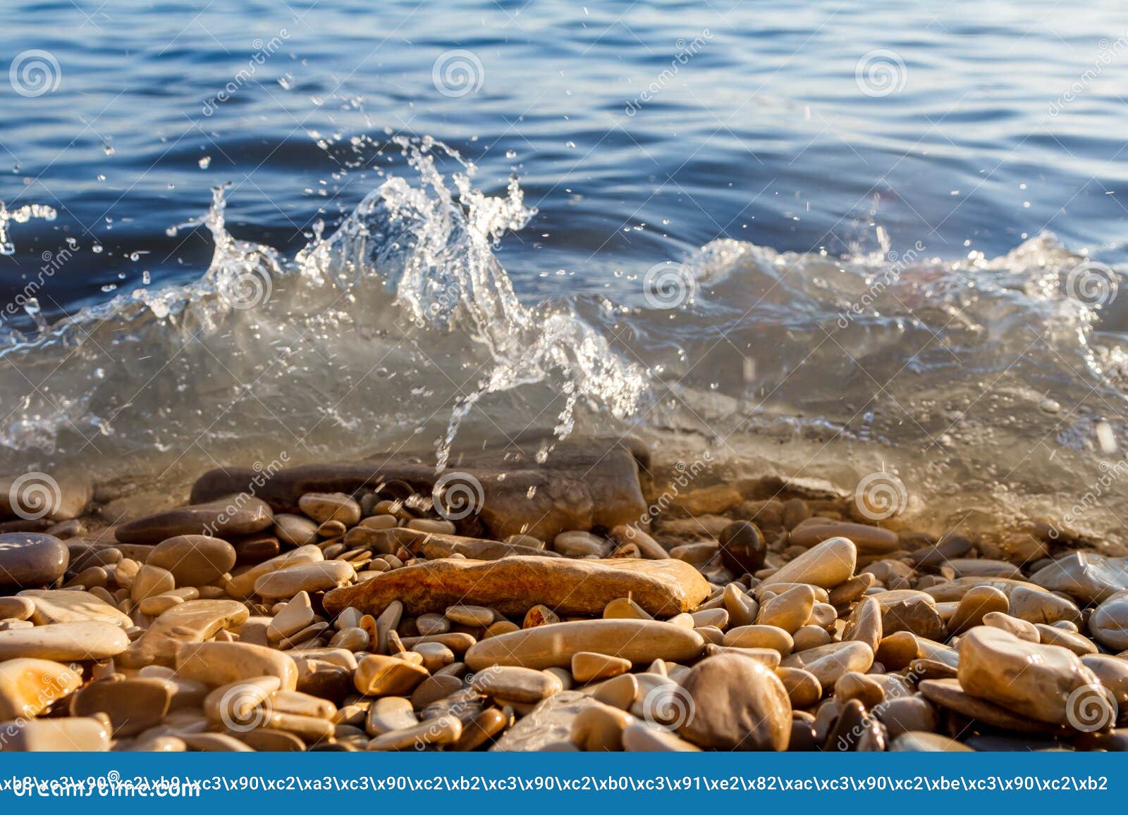 The Waves Break on the Mini Rocks Stock Image - Image of island, sant ...