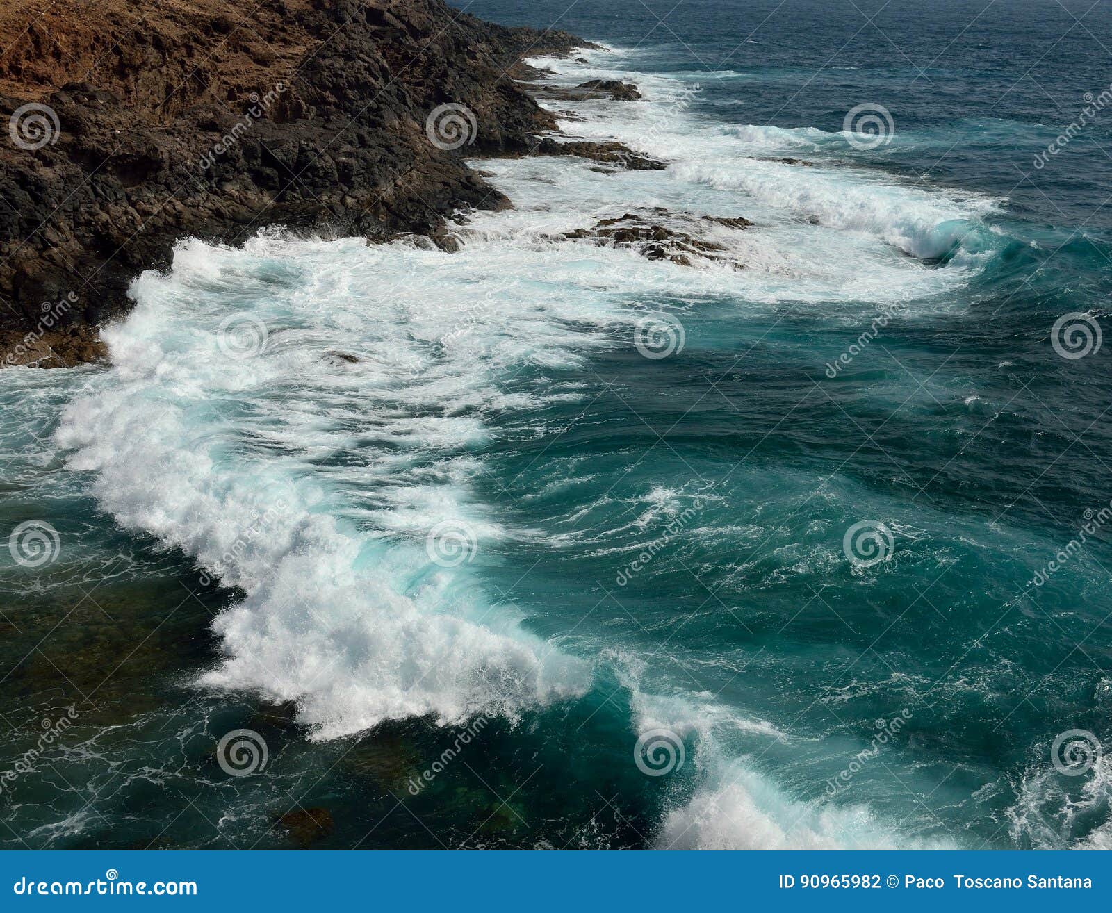 Waves Breaking Against the Rocks Stock Photo - Image of landscape, cove ...