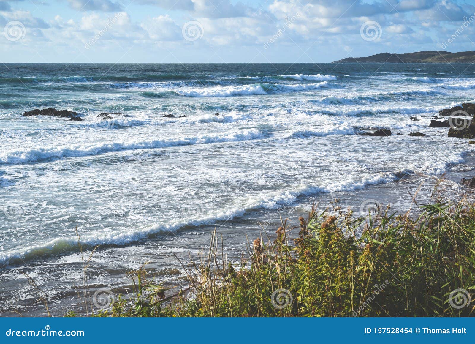 Waves Breaking on the Beach at High Tide on the Shore in North Devon UK ...