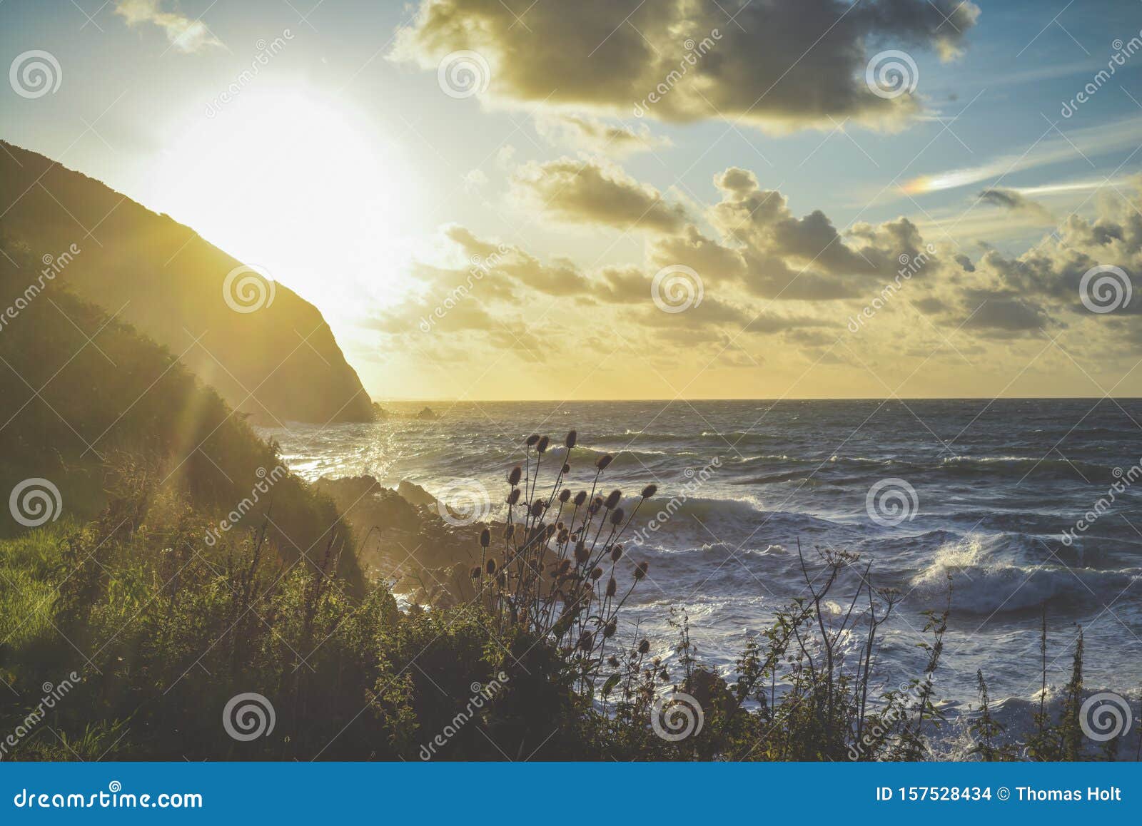 Waves Breaking on the Beach at High Tide on the Shore in North Devon UK ...