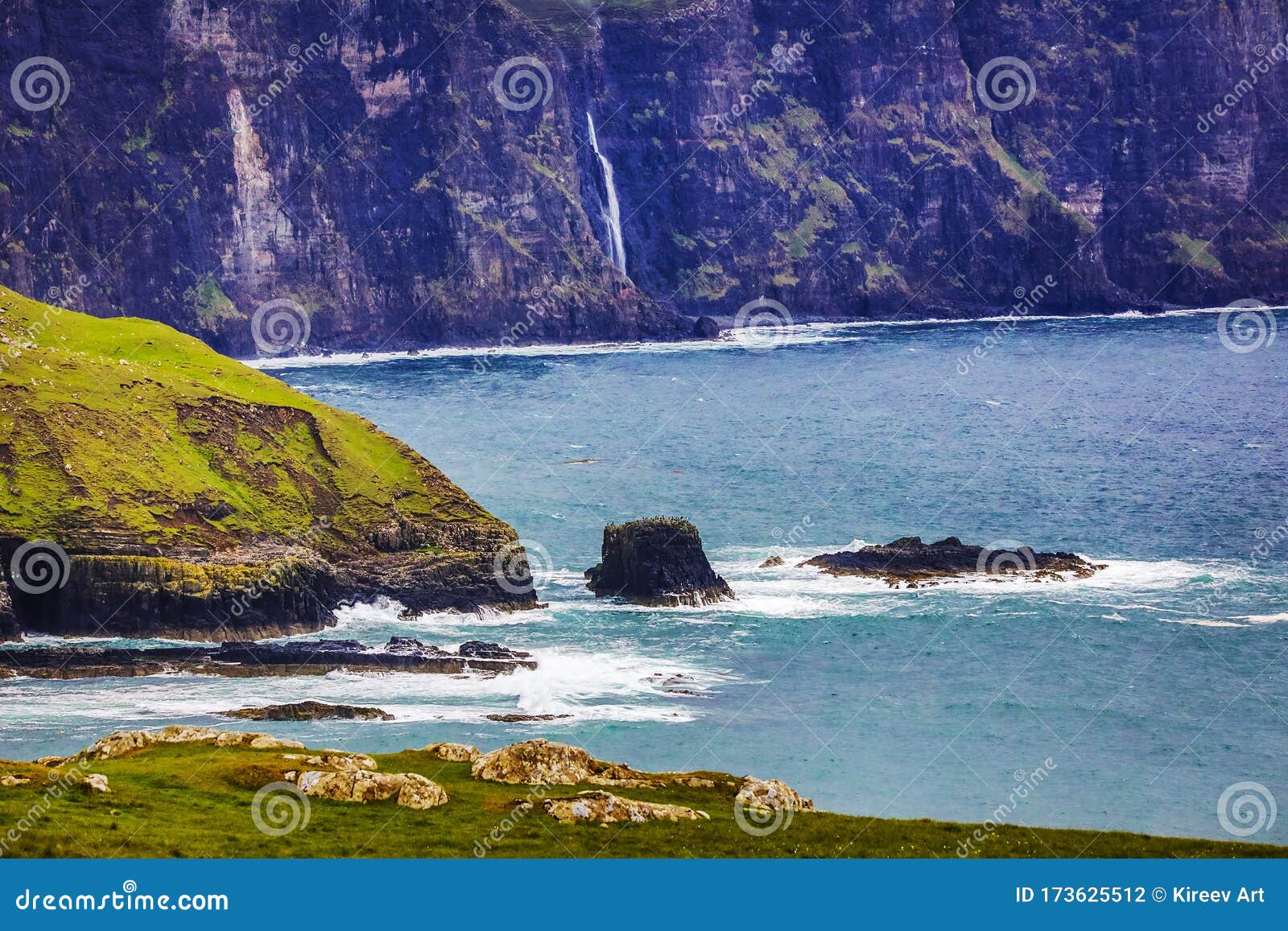 Waves Breaking on Coastal Cliffs of Scotland. Stock Photo - Image of ...