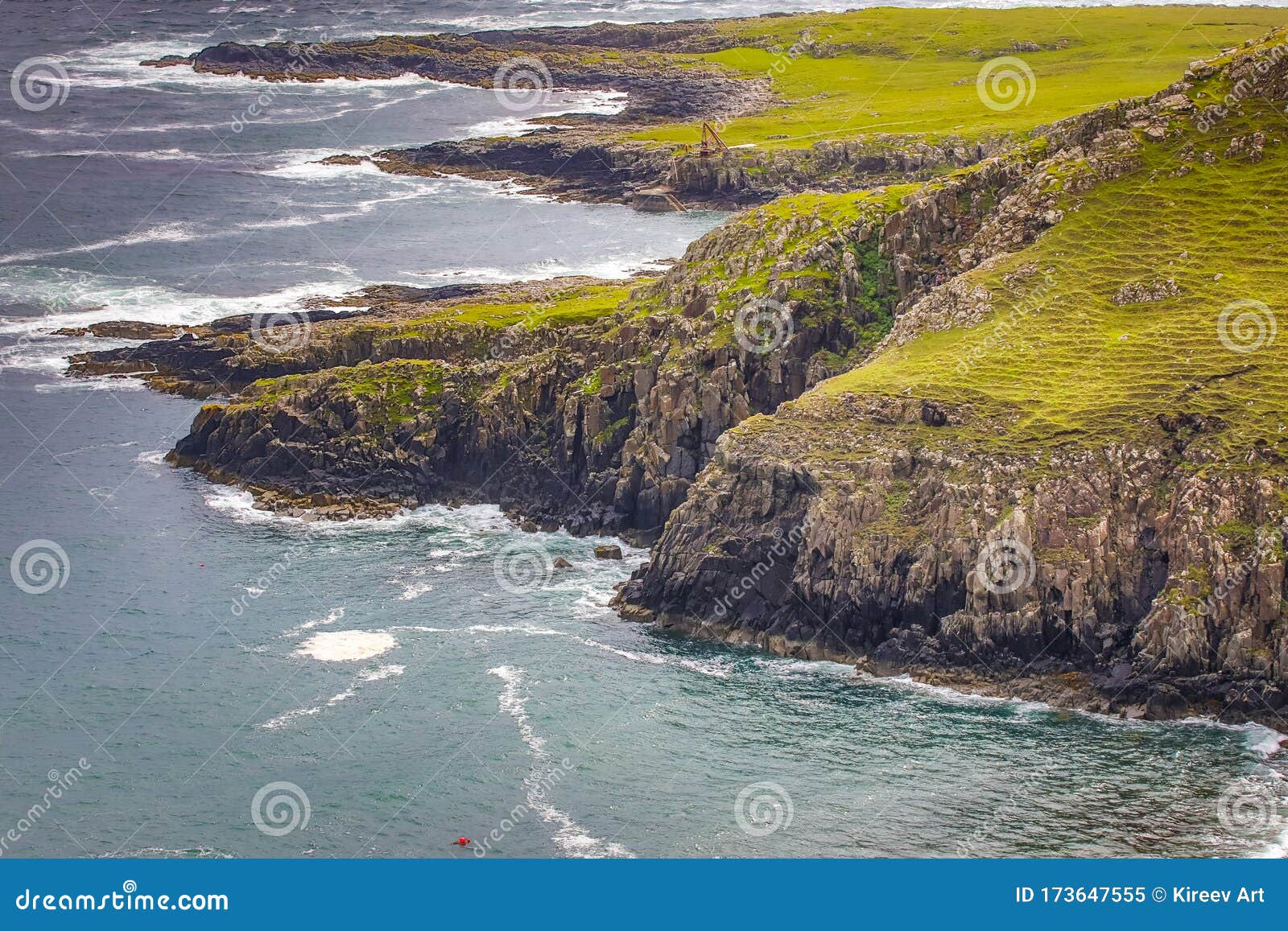 Waves Breaking on Coastal Cliffs of Scotland. Stock Image - Image of ...