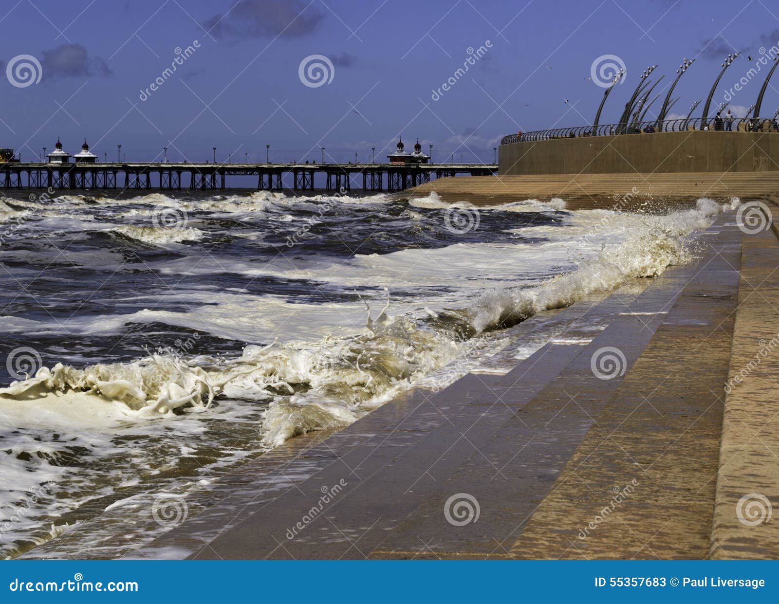 Waves Breaking High Tide Blackpool Stock Photos - Free & Royalty-Free ...