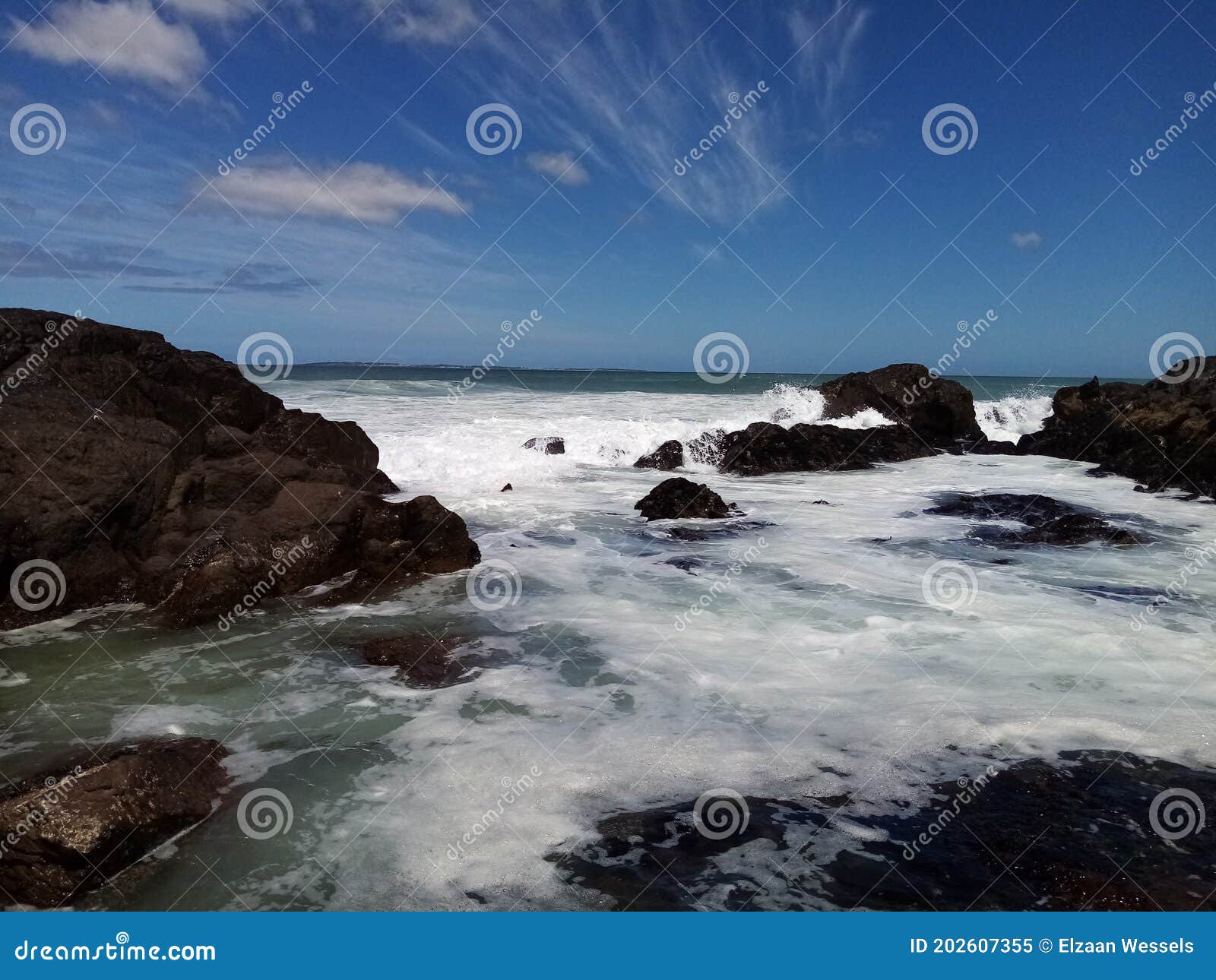 Waves Breaking Over Ocean Rocks in Sea Stock Image - Image of nature ...