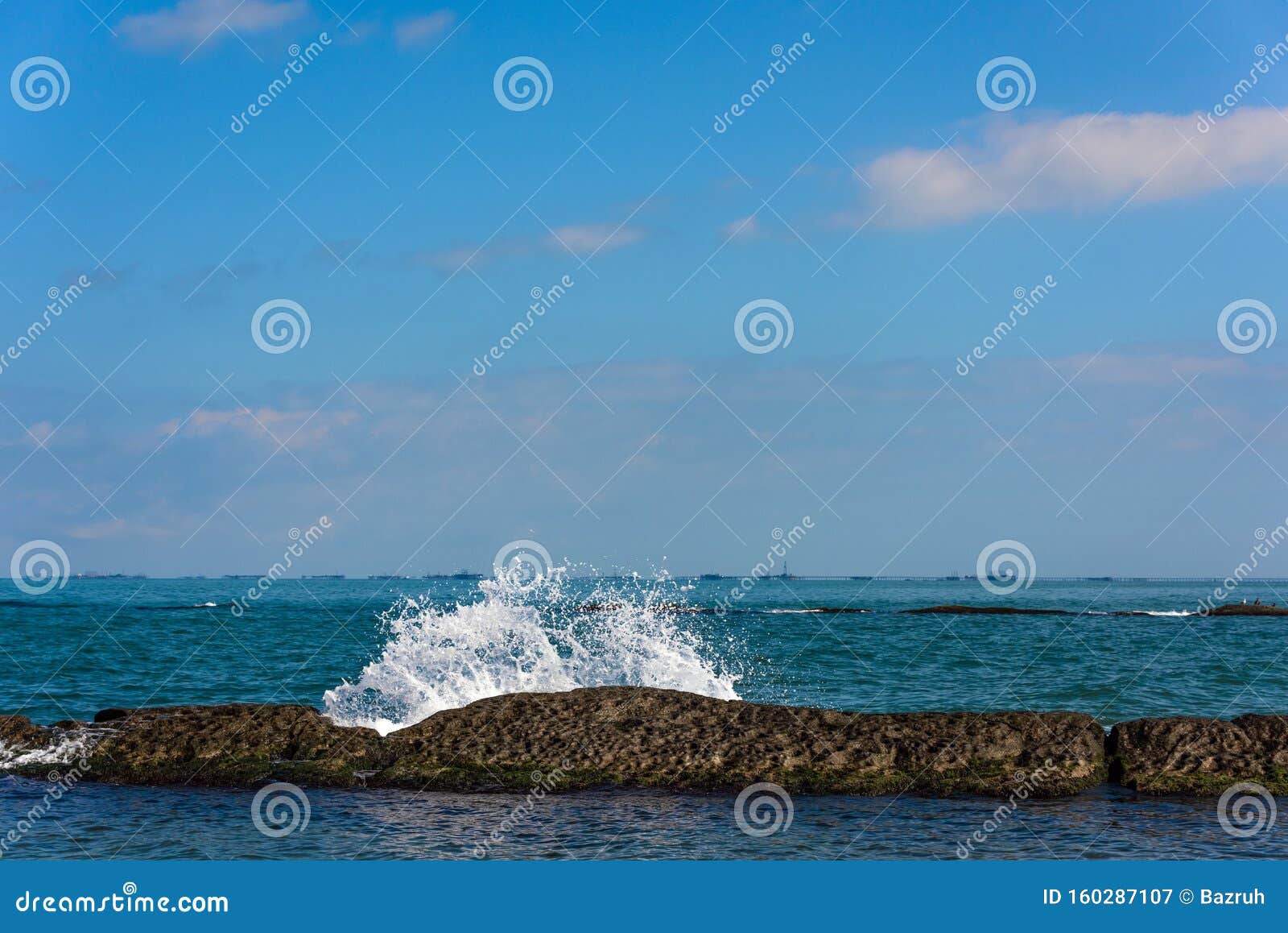 Waves Breaking on Reef, Big Splashes Stock Image - Image of rock ...