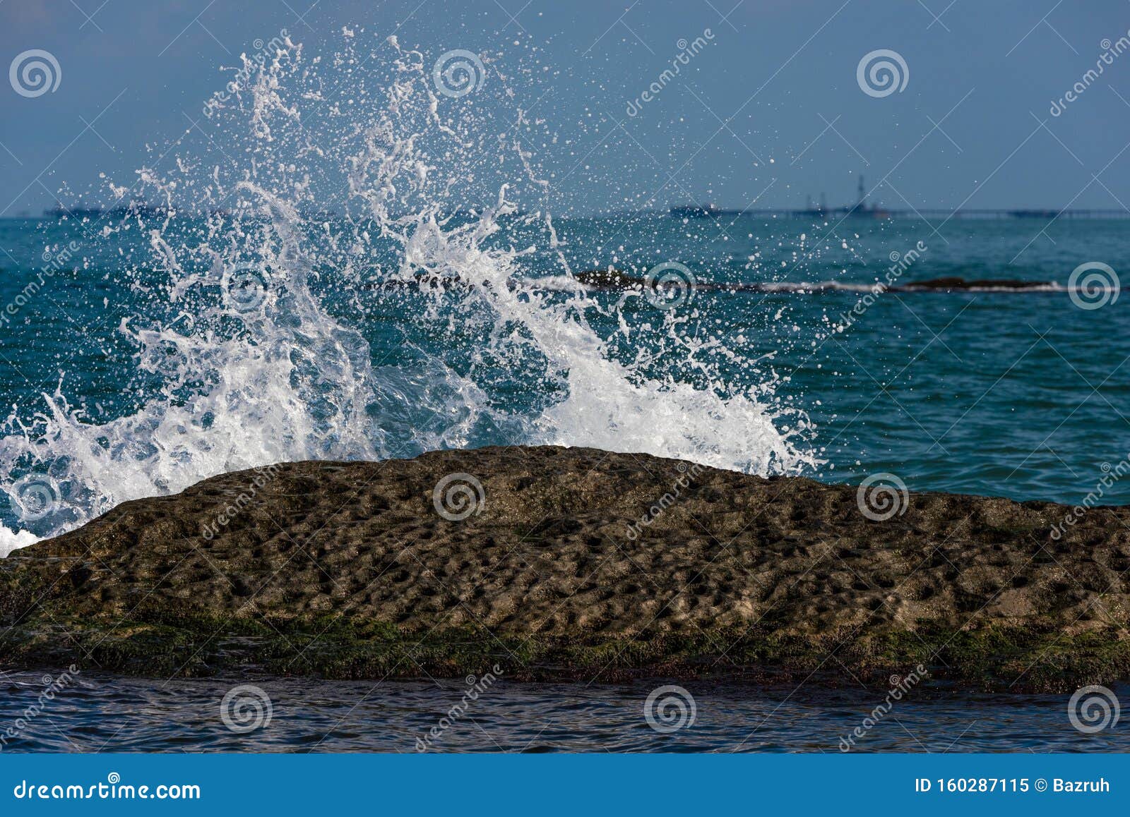 Waves Breaking on Reef, Big Splashes Stock Image - Image of coastline ...