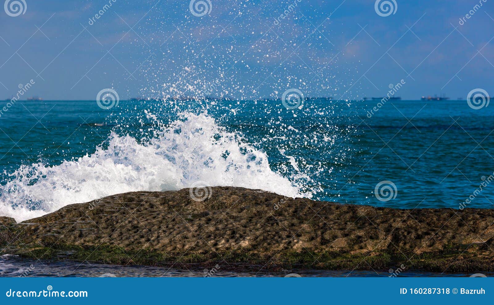 Waves Breaking on Reef, Big Splashes Stock Photo - Image of huge, rocky ...