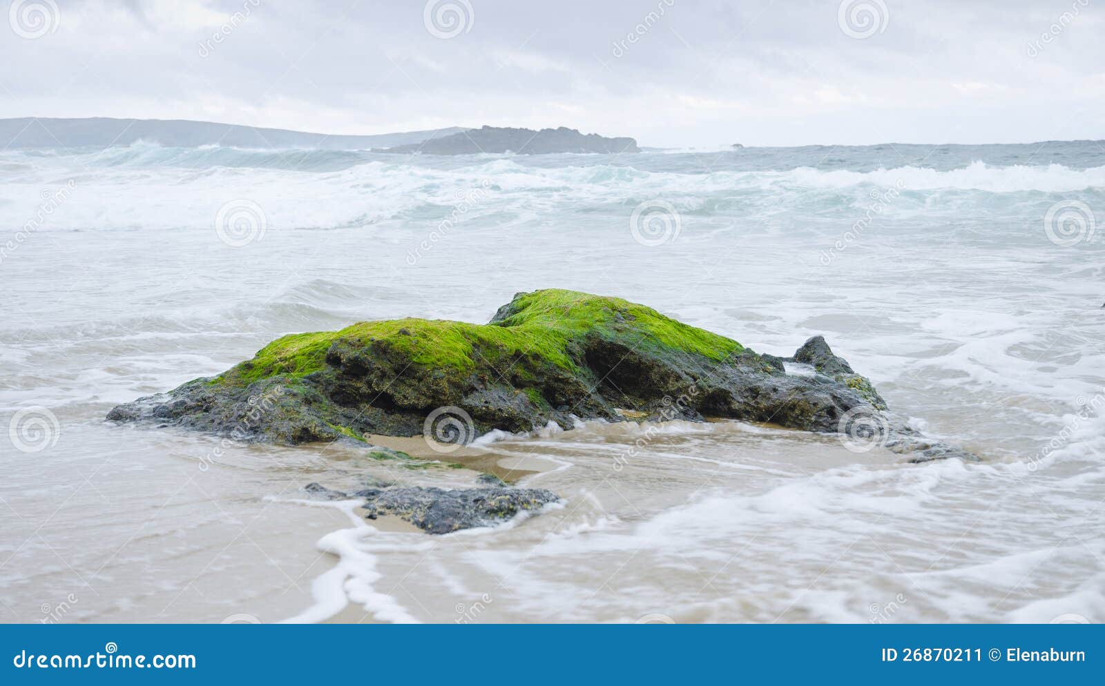 Waves Breaking on a Rock in a Stormy Day Stock Image - Image of ...
