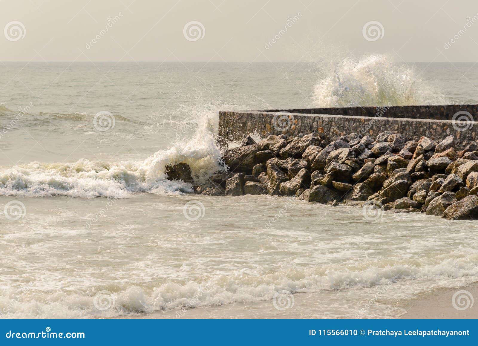 Waves Breaking on Rock Wall Stock Photo - Image of travel, background ...