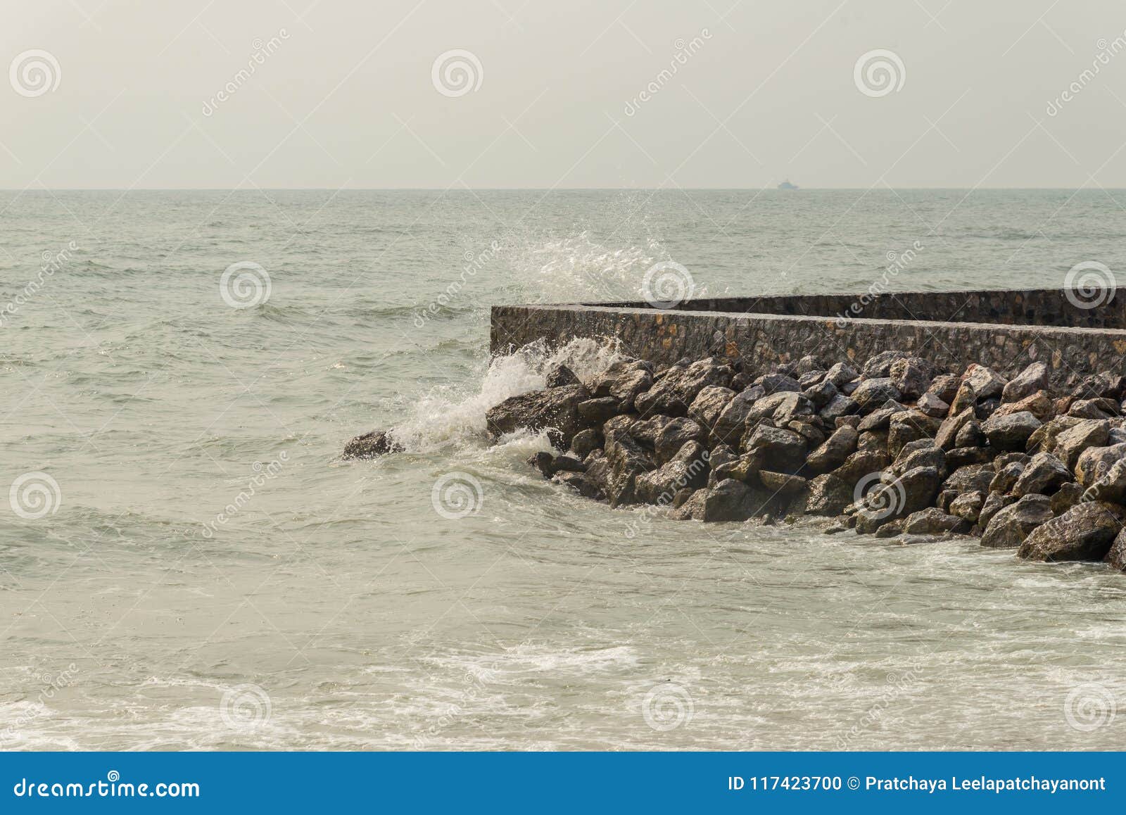 Waves Breaking on the Rock Wall Stock Photo - Image of coastal, natural ...