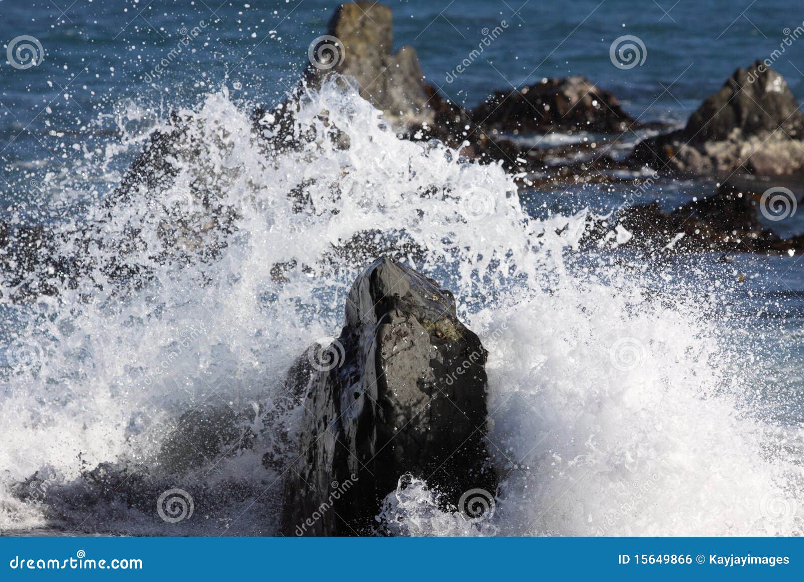 Waves breaking on rocks stock photo. Image of rock, powerful - 15649866