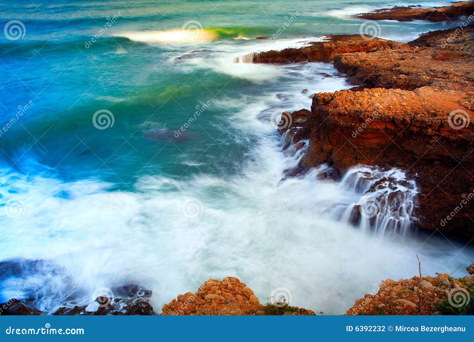 Waves Breaking on the Rocks Stock Photo - Image of paradise ...