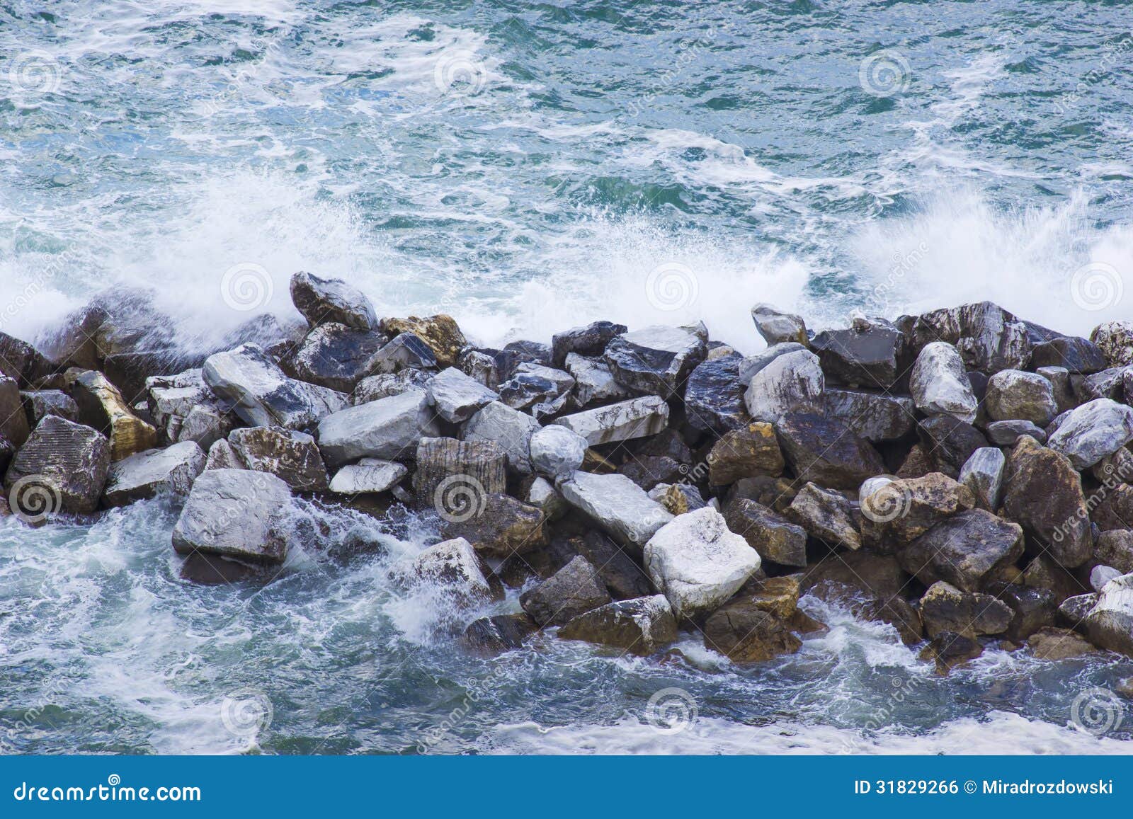 Waves Breaking on the Rocks Stock Photo - Image of action, liguria ...