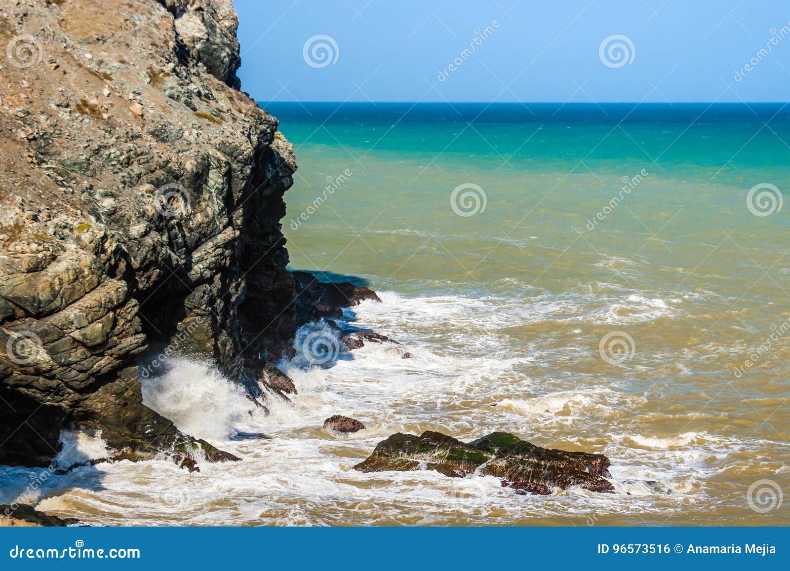 Waves Breaking on the Rocks Stock Photo - Image of horizon, idyllic ...