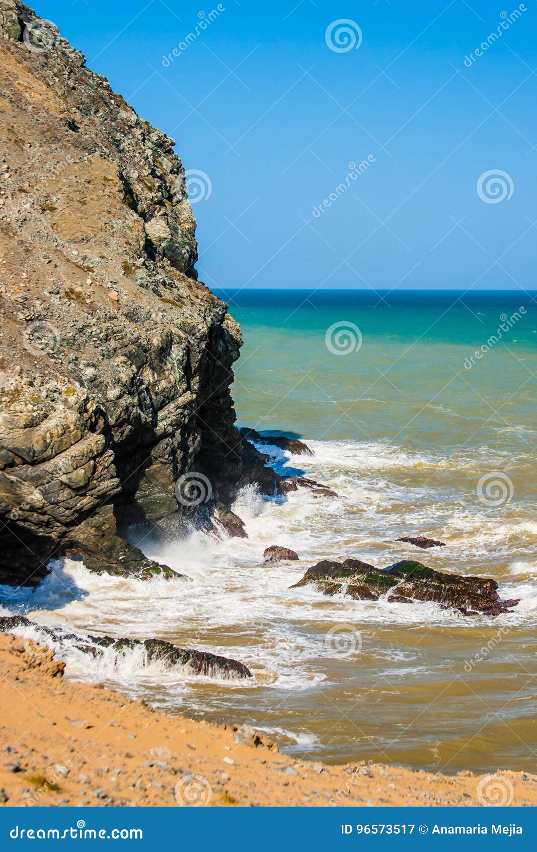 Waves Breaking on the Rocks Stock Image - Image of horizon, beach: 96573517