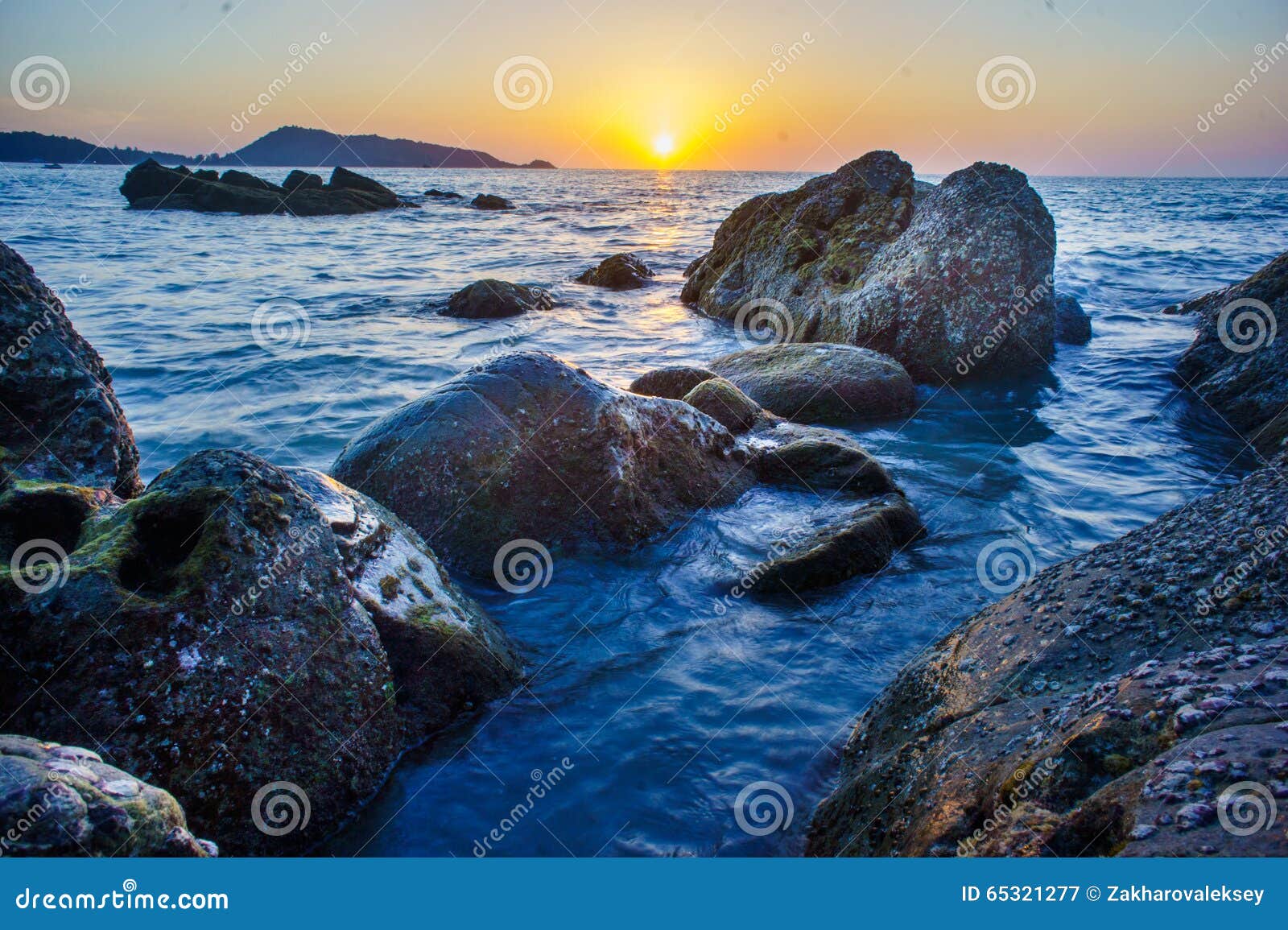 Waves Breaking on the Rocky Beach. Stock Image - Image of scenic ...