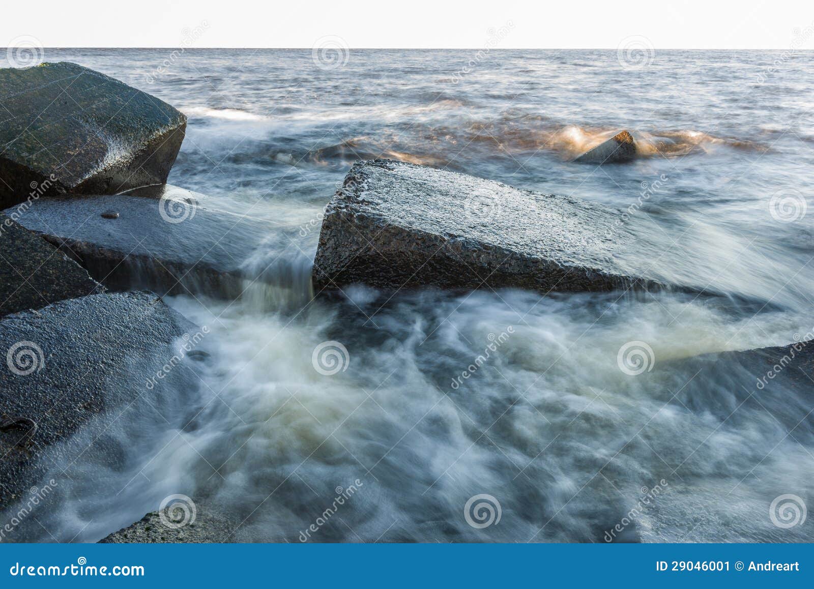 Waves Breaking on Rocky Shore Stock Image - Image of water, nature ...
