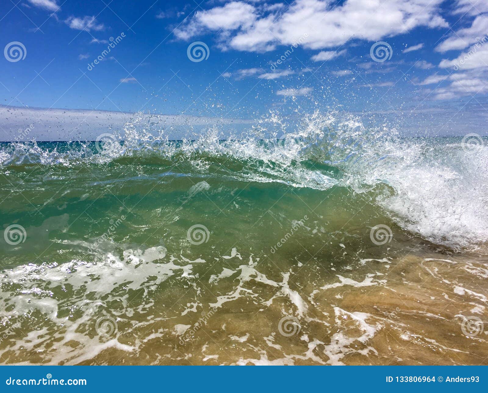 Waves Breaking on a Sandy Beach Stock Photo - Image of beach, cabo ...