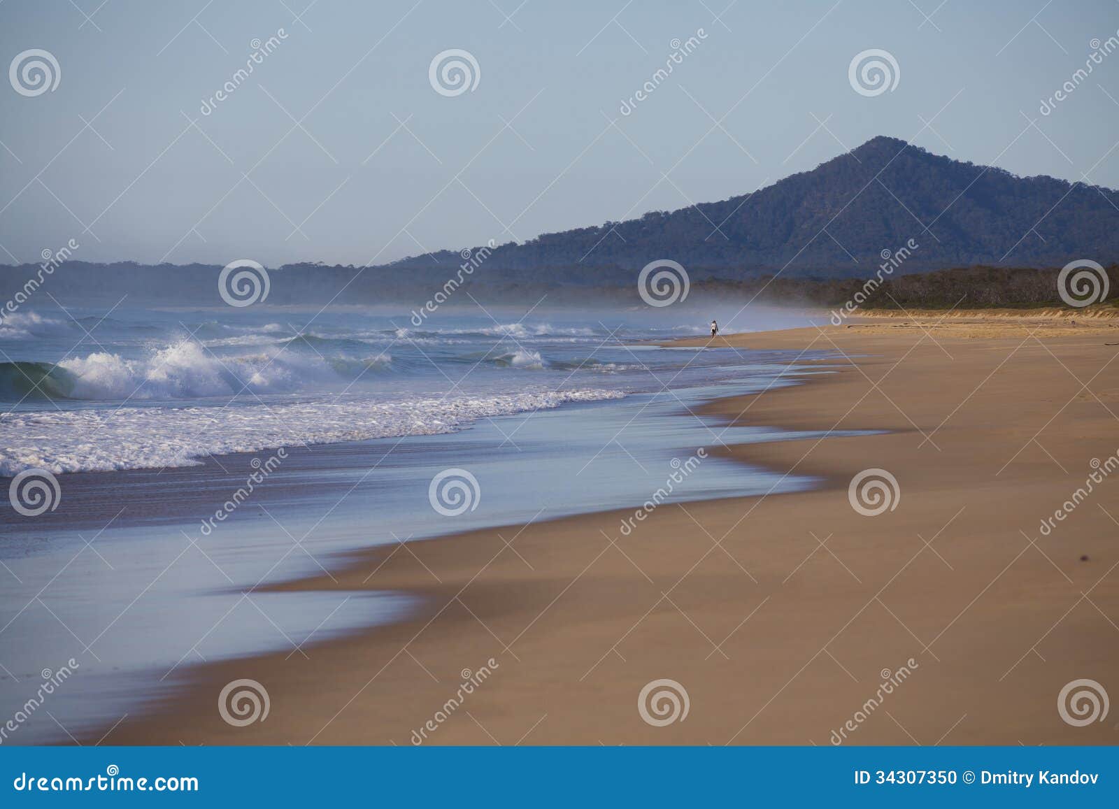 Waves Breaking on Sandy Beach Stock Photo - Image of breaks, surf: 34307350