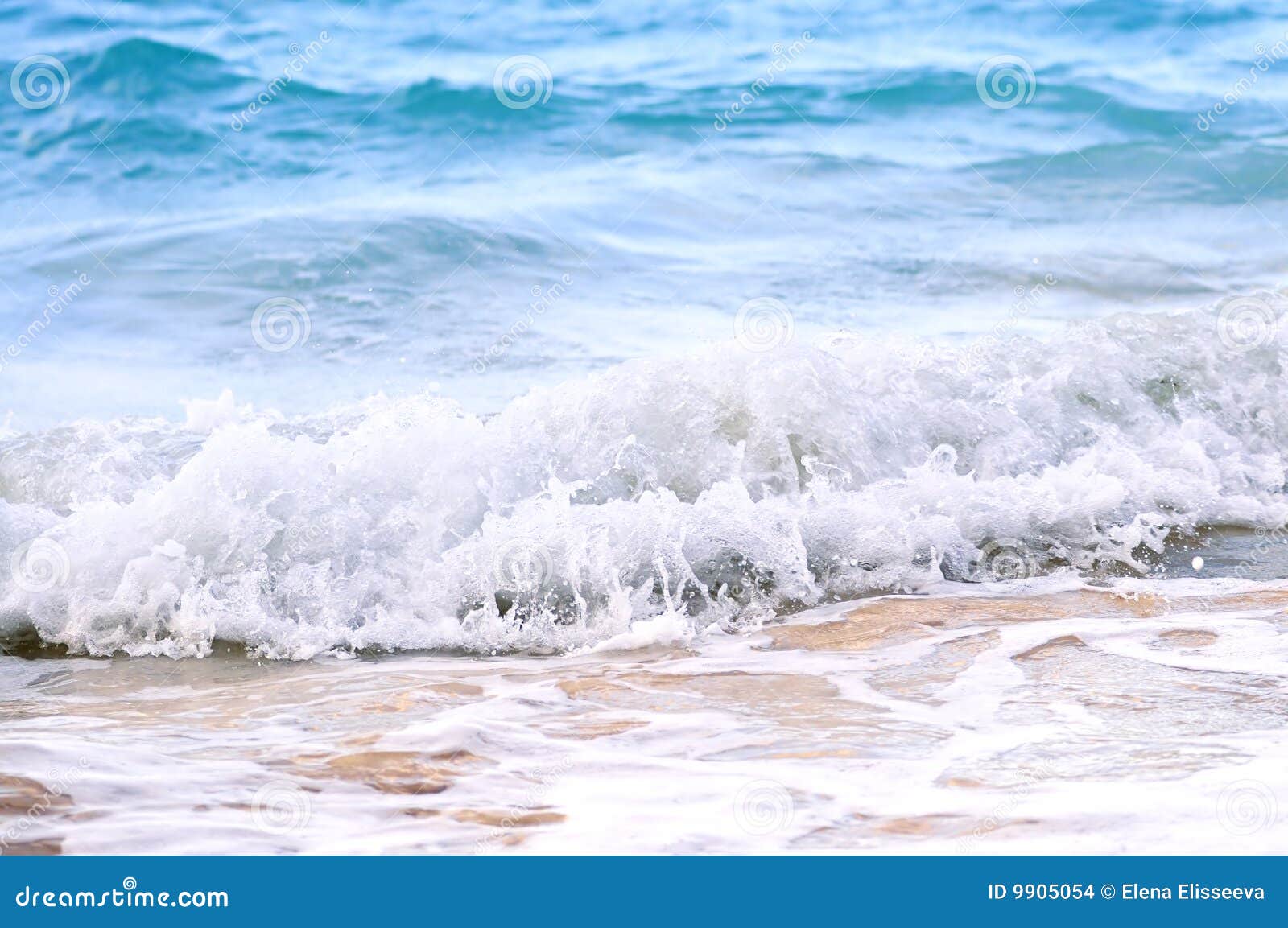 Waves Breaking on Tropical Shore Stock Photo - Image of blue, churn ...
