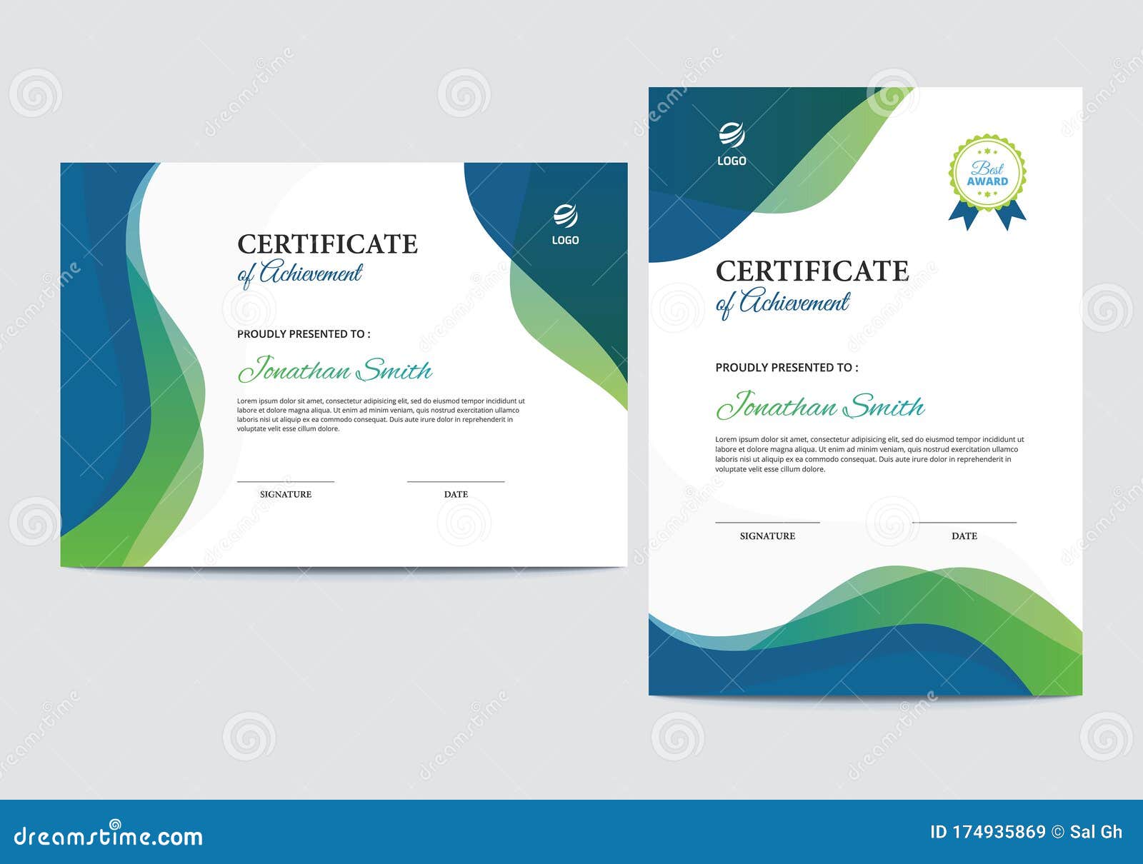 Vertical and Horizontal Abstract Waves Certificate Design Stock Vector ...