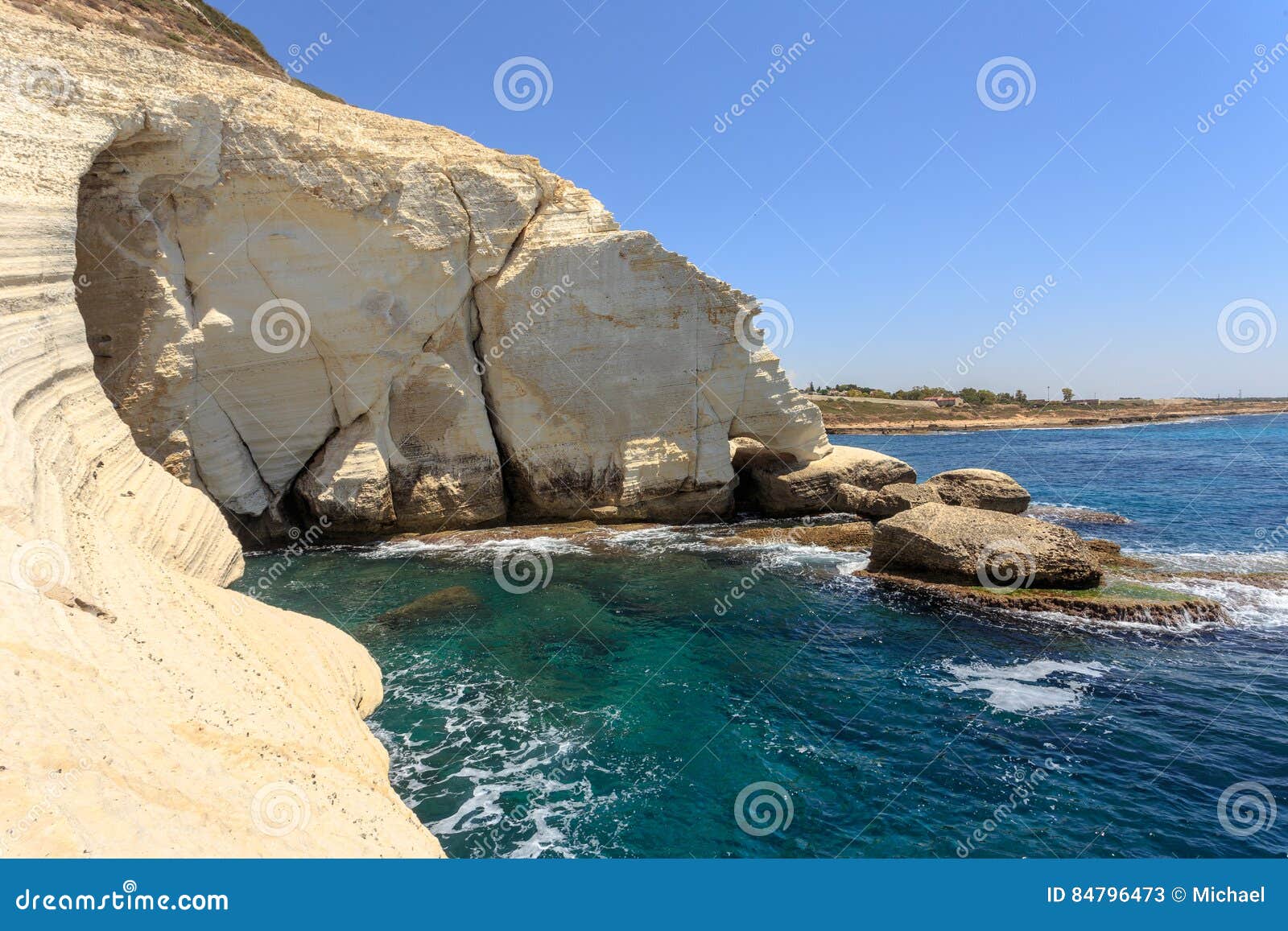 Waves and Cliff at Rosh Hanikra Reserve in Israel Stock Image - Image ...