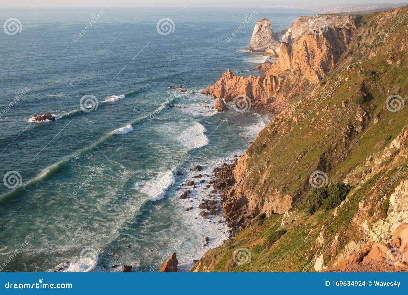 Waves and Cliffs on Cabo Da Roca, Portugal. Stock Photo - Image of ...