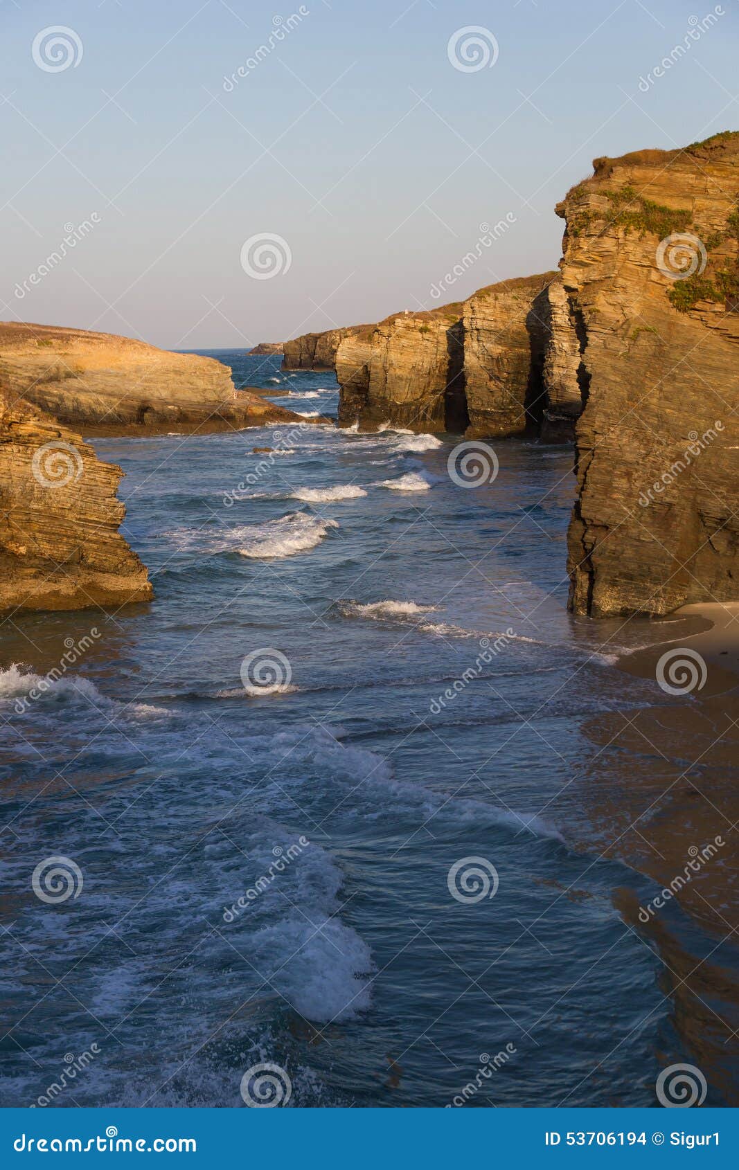 Waves on the Cliffs on the Coast Stock Photo - Image of warm, ocean ...
