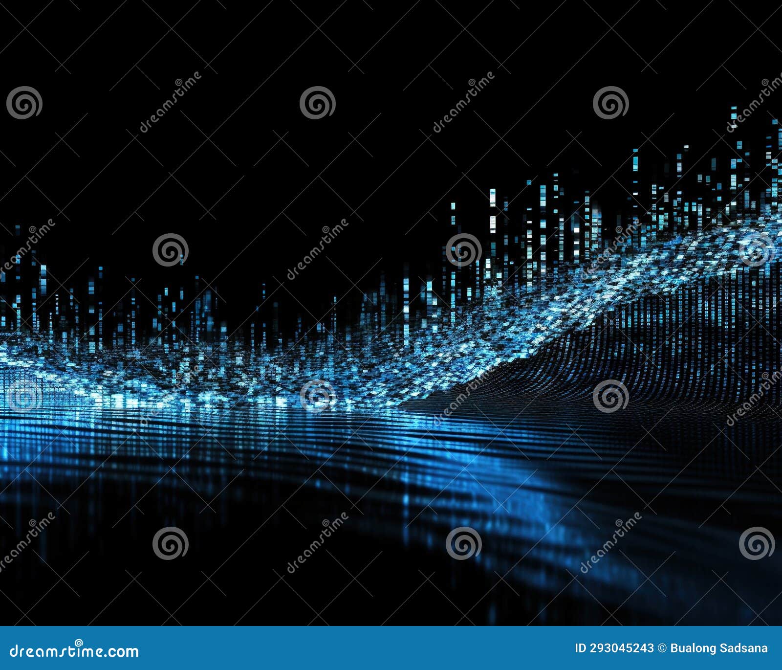 Waves of Code Over a Black Background. Stock Illustration ...