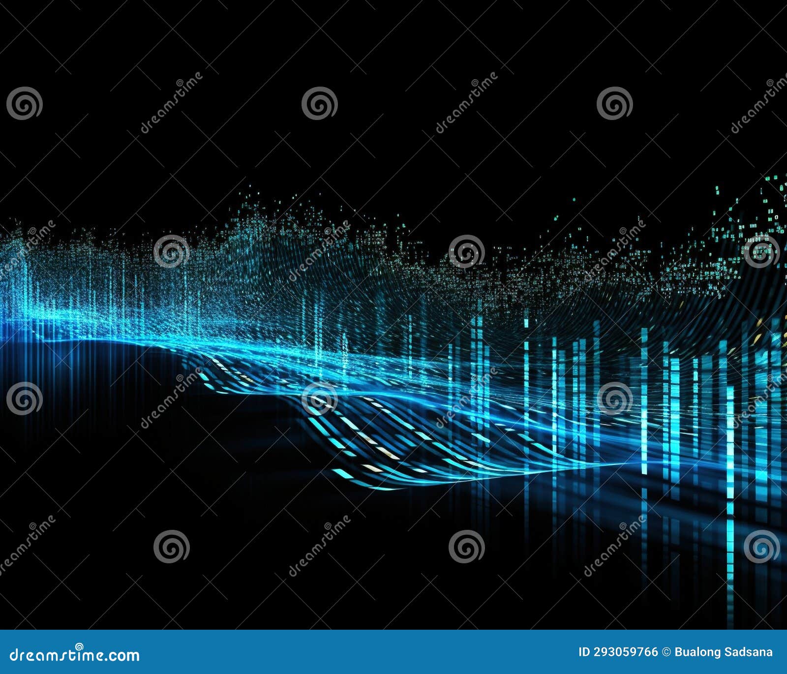 Waves of Code Over a Black Background. Stock Illustration ...